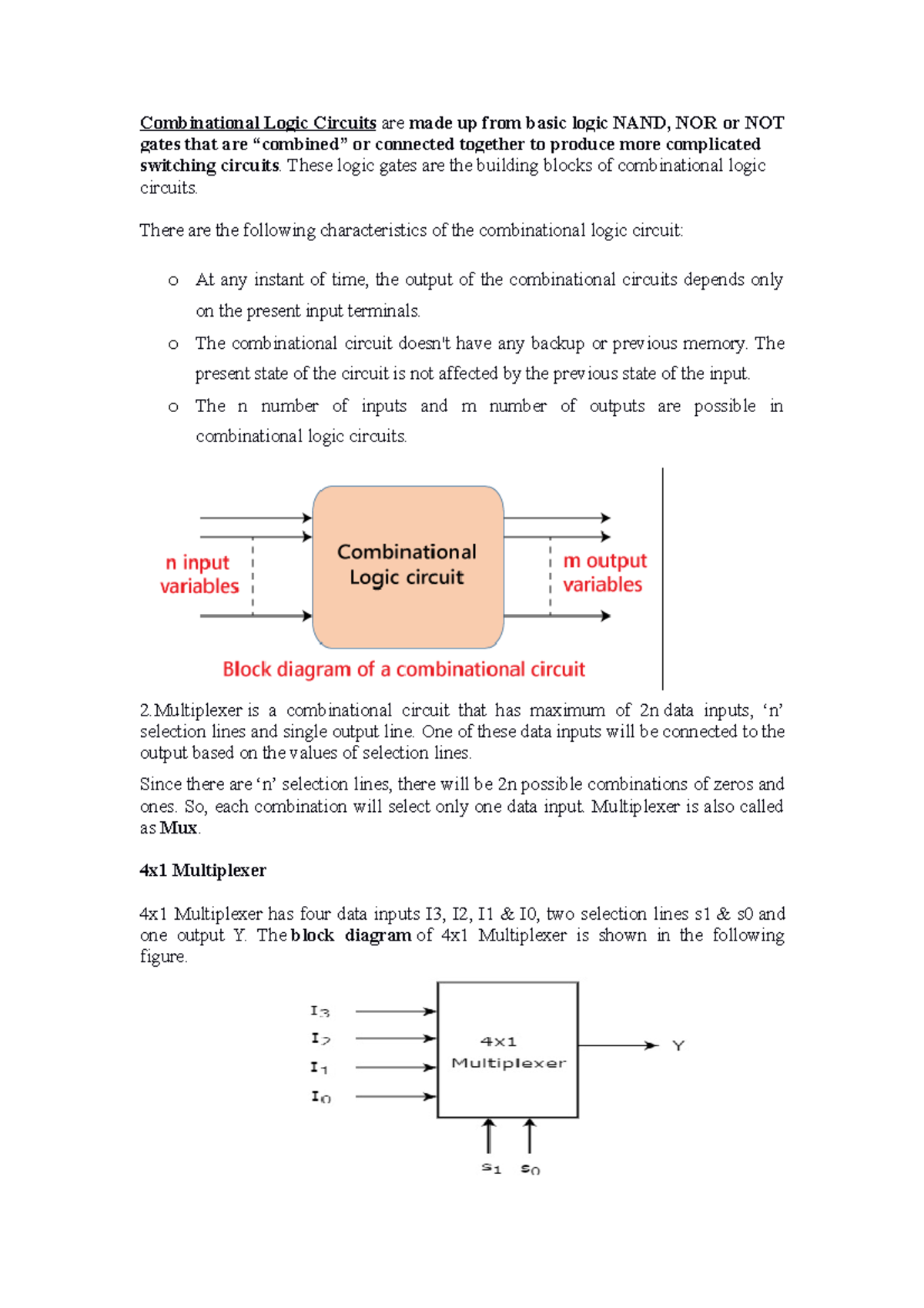Dld-ii-mid notes - Combinational Logic Circuits are made up from basic ...