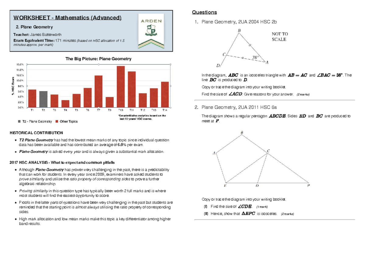 Geometry questions - WORKSHEET - Mathematics (Advanced) 2. Plane ...