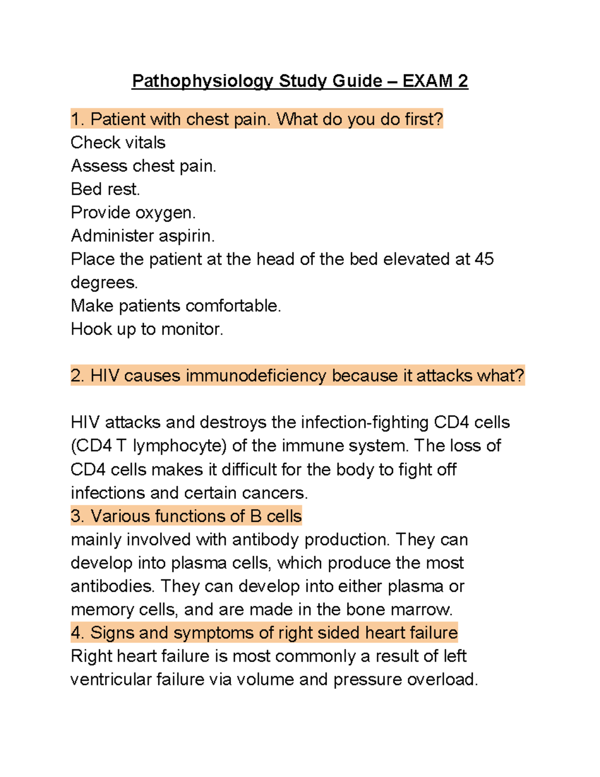 Exam 2 Patho - Pathophysiology Study Guide – EXAM 2 1. Patient with ...