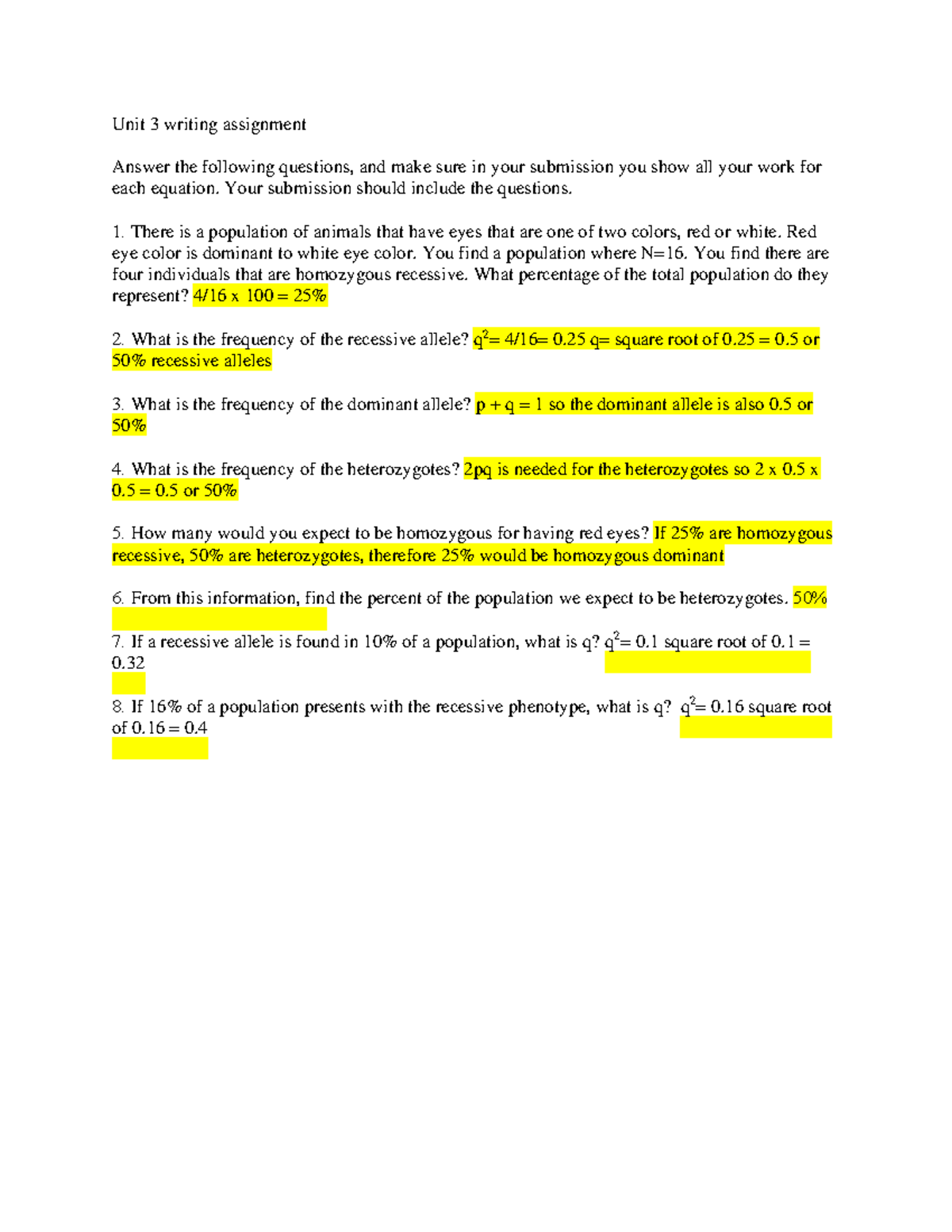 Unit 3 writing assignment key updated - Unit 3 writing assignment ...