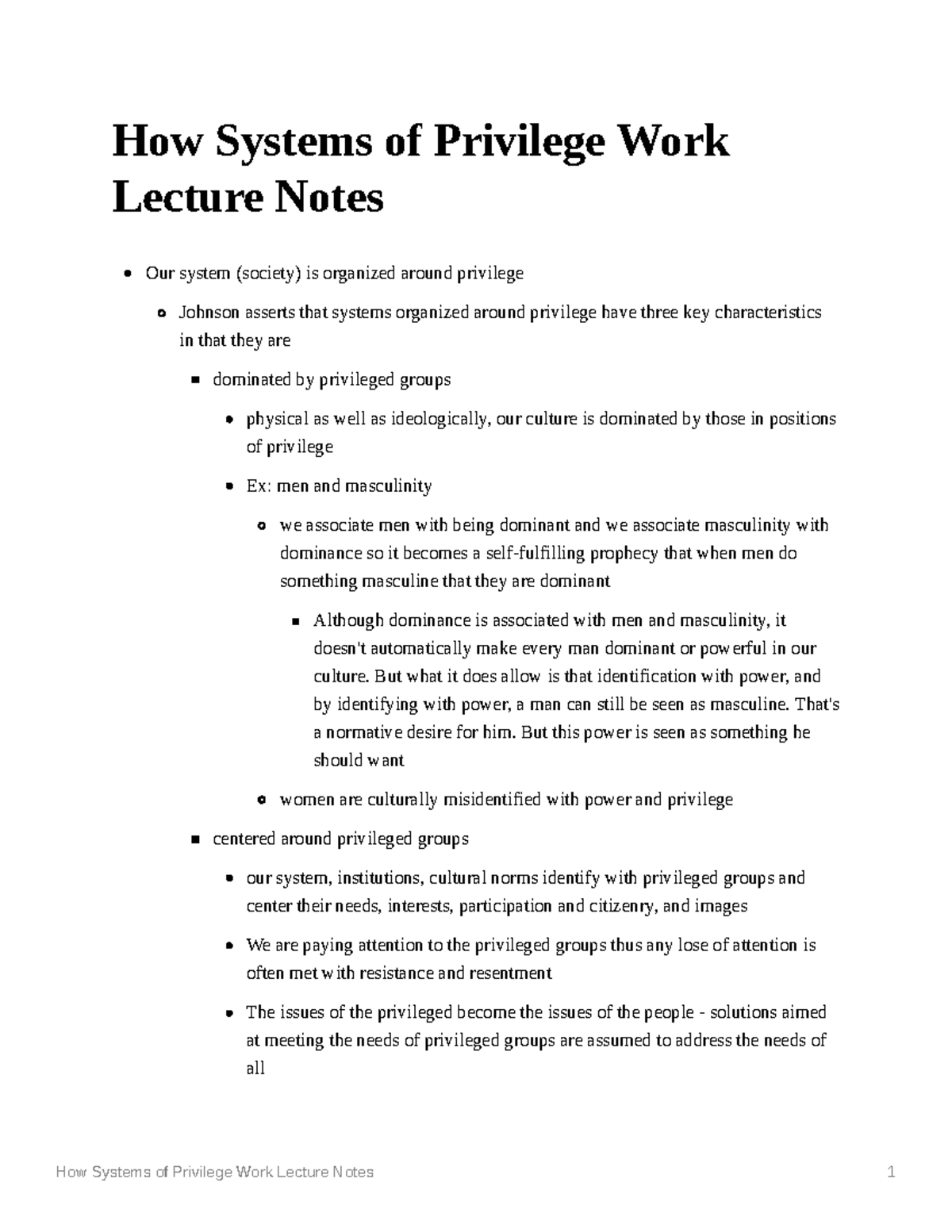 How Systems of Privilege Work Lecture Notes - But what it does allow is ...
