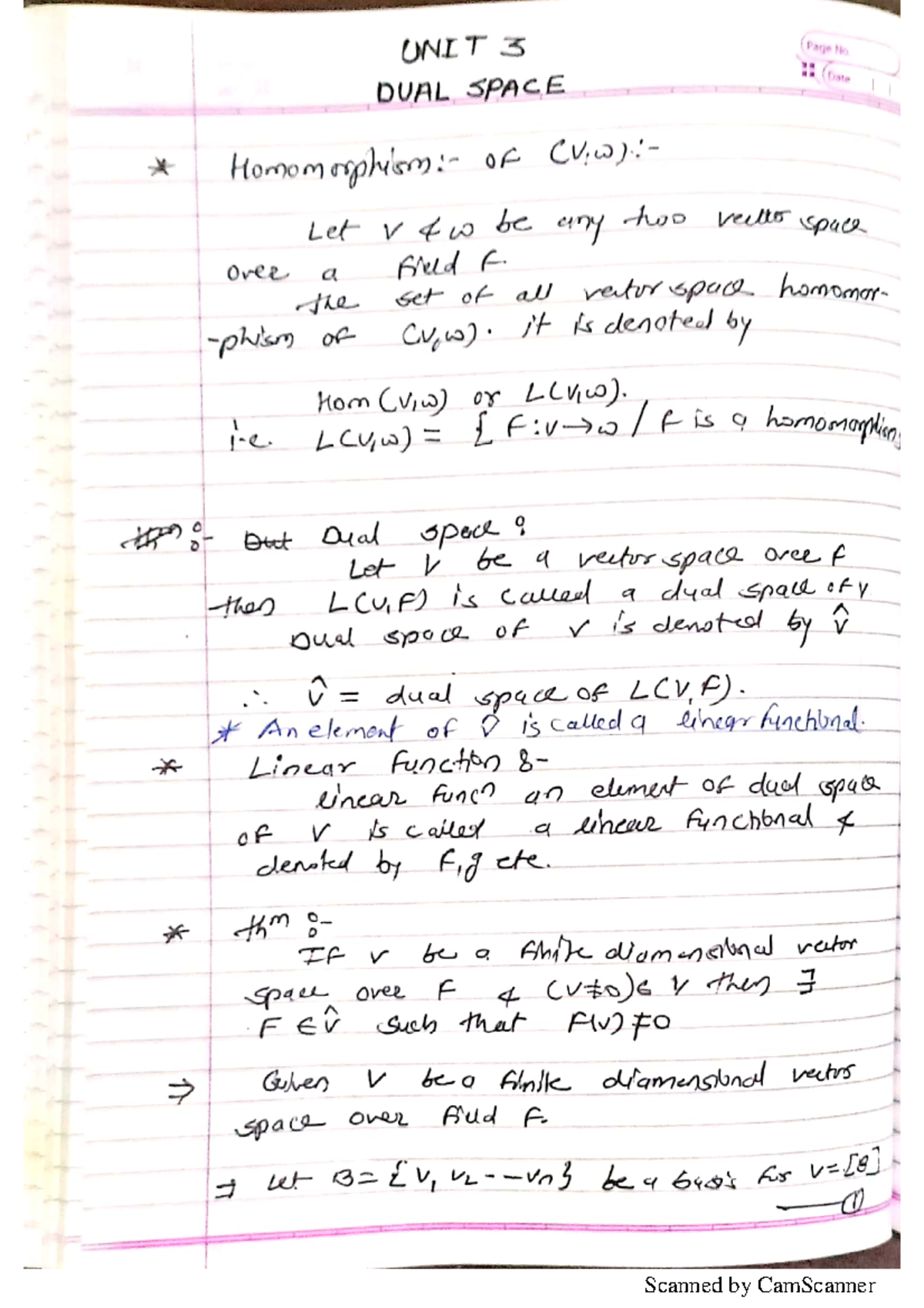 Unit 3 (Dual Space) - Mathematics - Studocu
