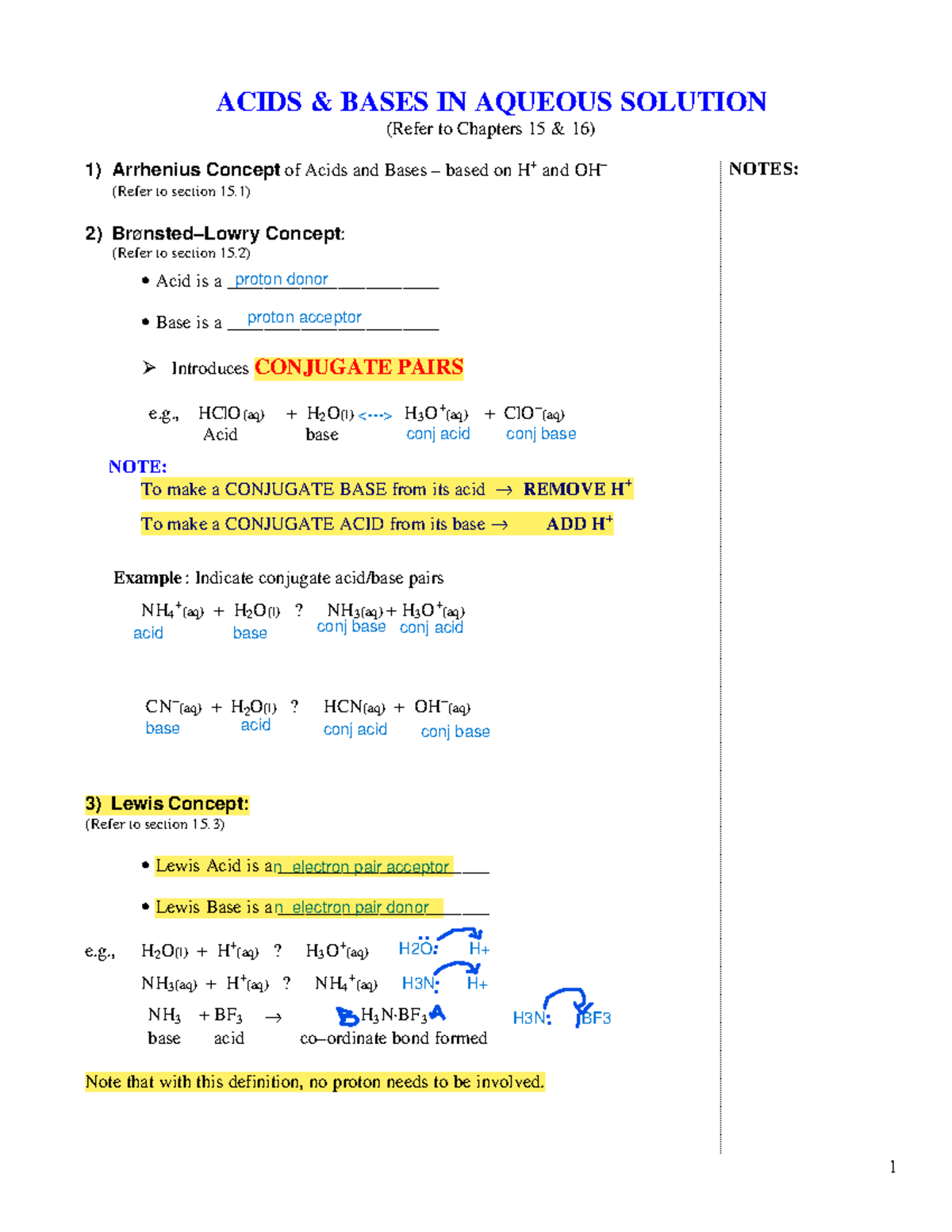 Acids & Bases In Aqueous Solutions full notes - ACIDS & BASES IN ...