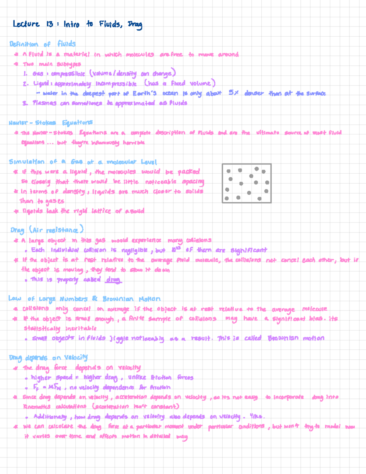Quiz notes 3 - Lecture 13 : Intro to Fluids, Drag Definition of fluids ...