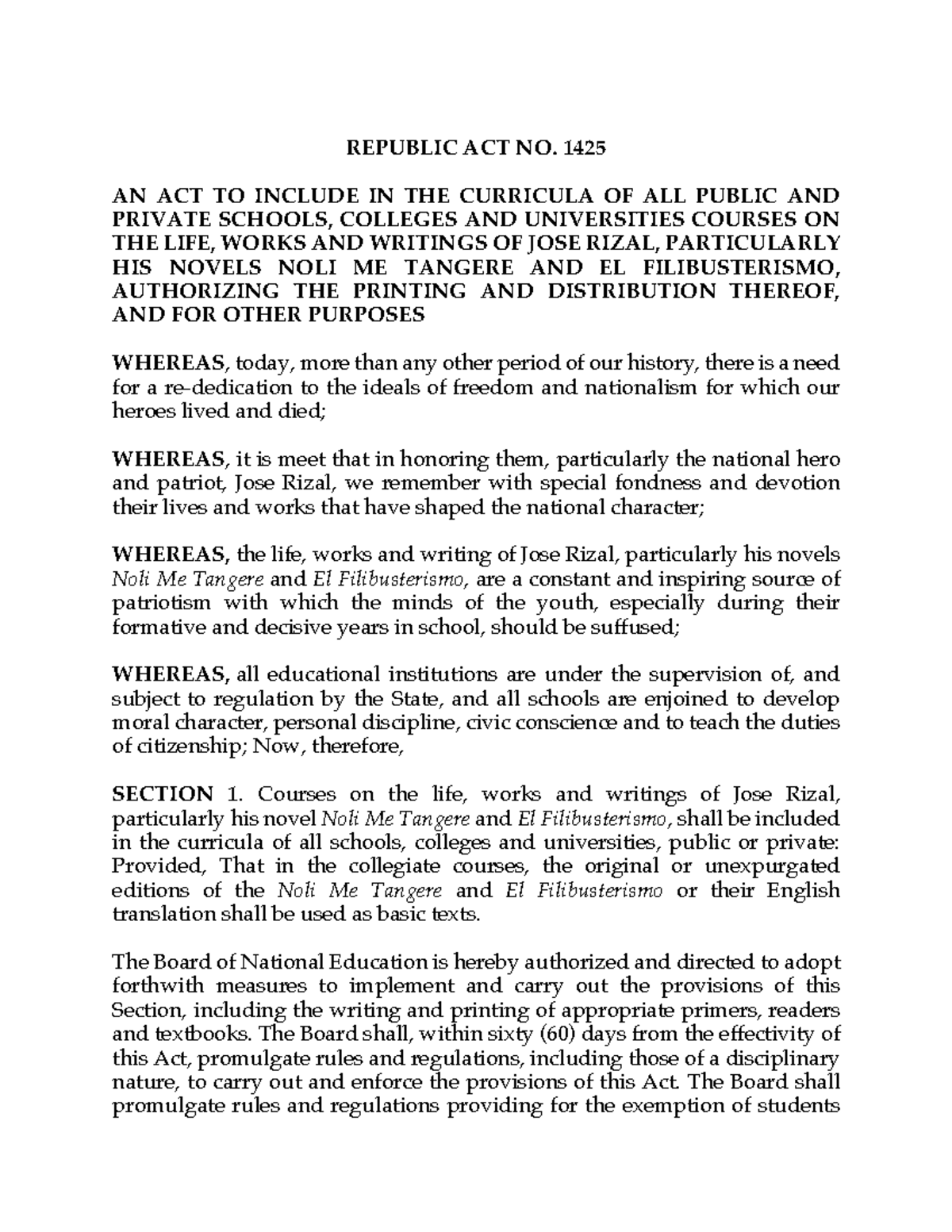 Microsoft Word - Document 25 - REPUBLIC ACT NO. 1425 AN ACT TO INCLUDE ...