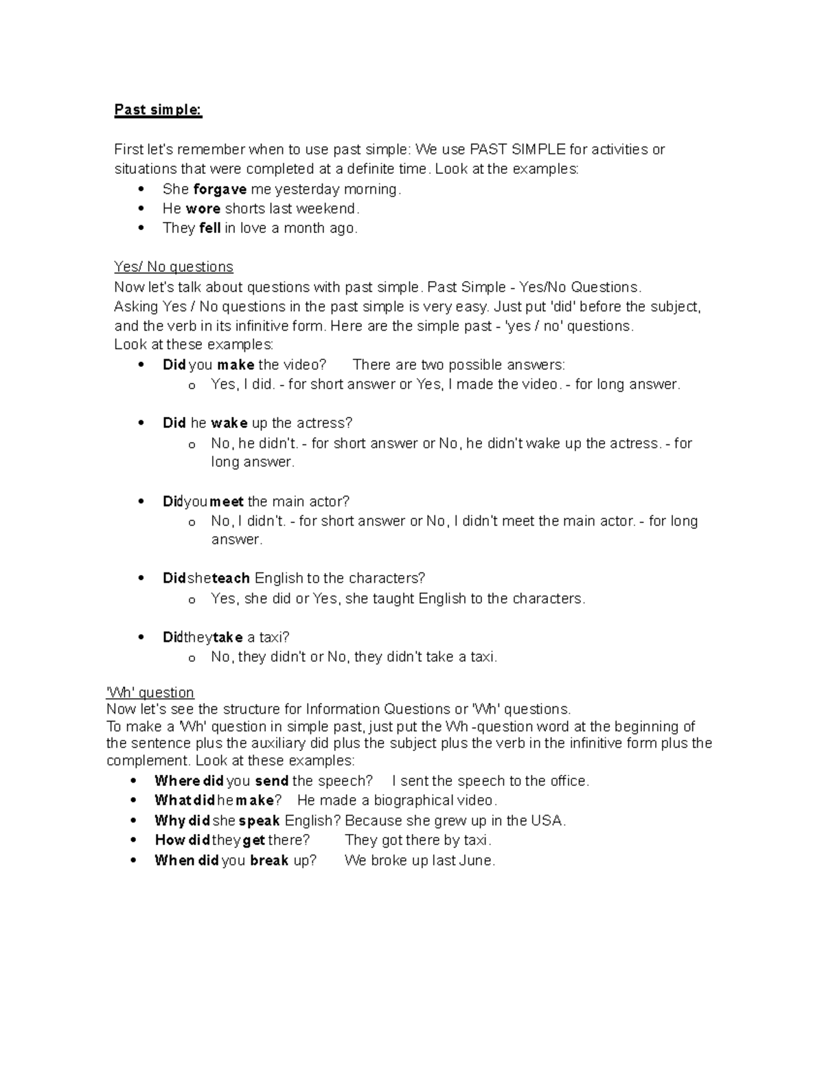 Past simple semana 8 - Past simple: First let’s remember when to use ...