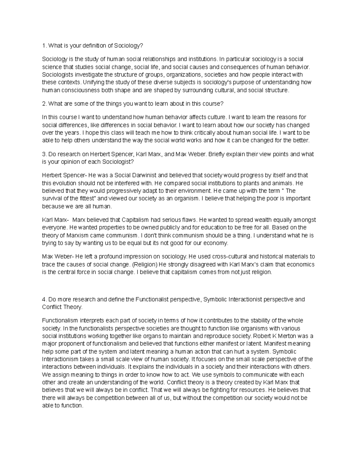 Discussion question #3 - What is your definition of Sociology ...