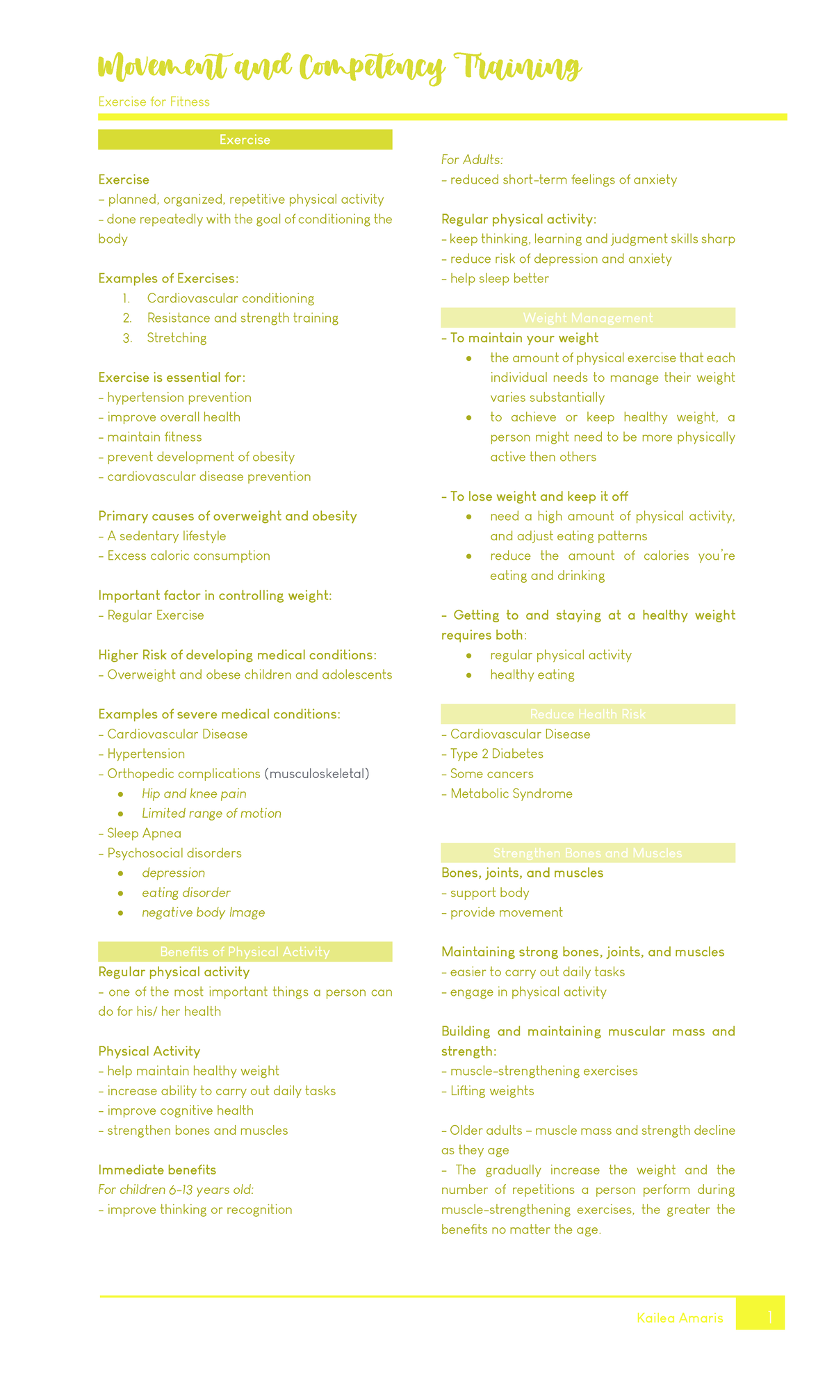 Exercise for Fitness - Exercise for Fitness Exercise Exercise planned ...