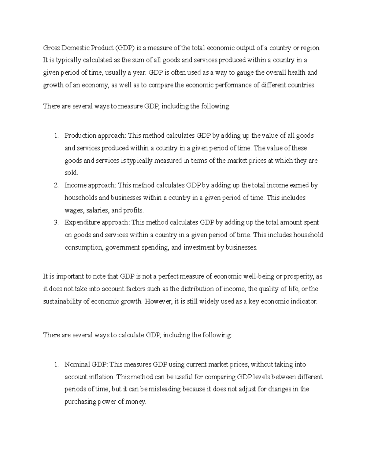 Measuring GDP-1 - Gross Domestic Product (GDP) is a measure of the ...