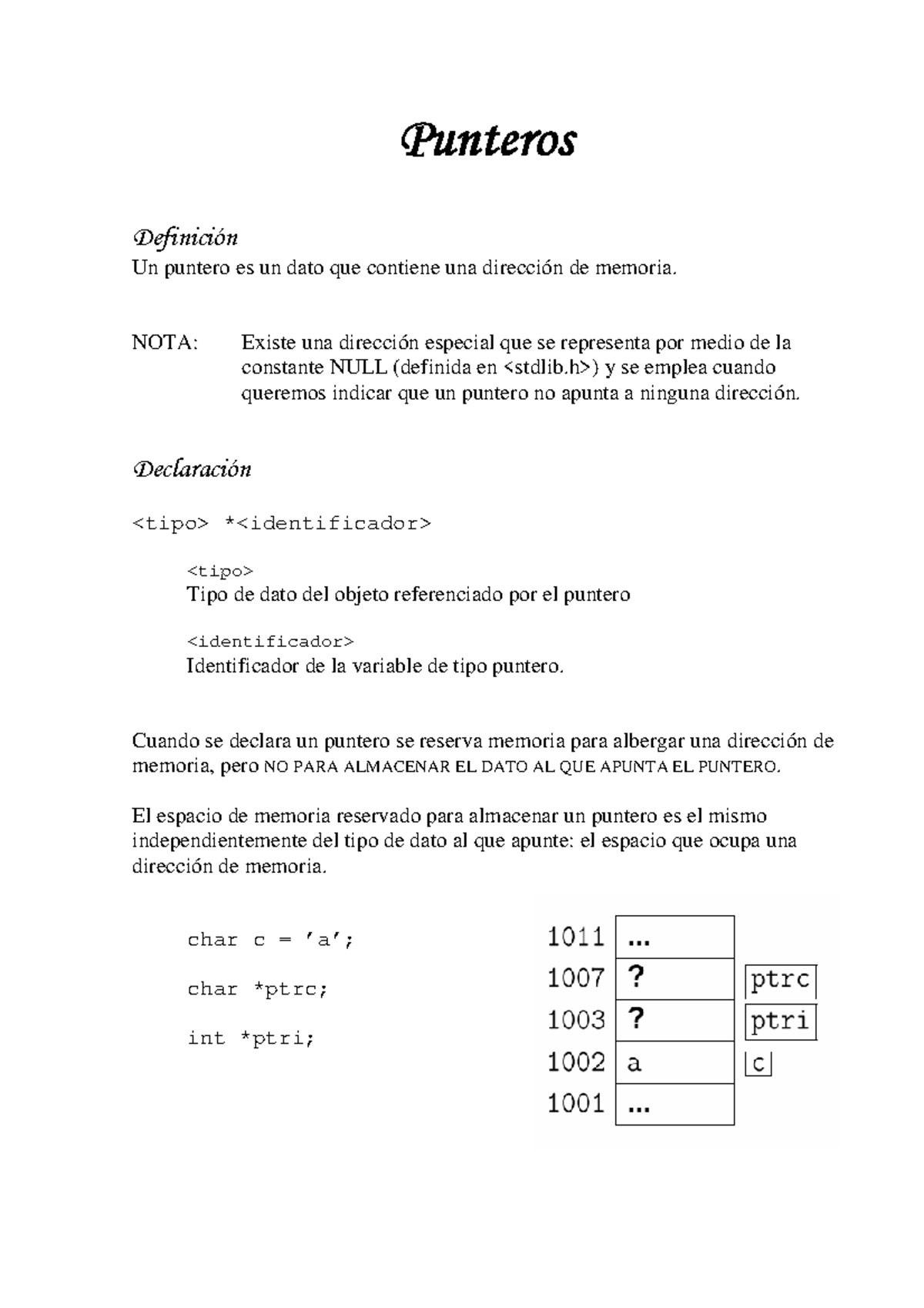 Módulo Punteros en C - Resumen Herramientas de Programación - Punteros ...