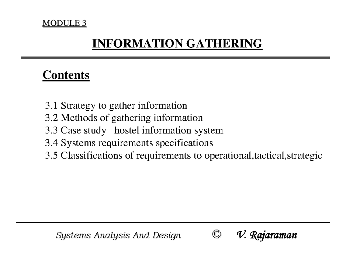 W3 Lesson 3 Information Gathering Module Contents Module 3module 3 Information Gathering 3