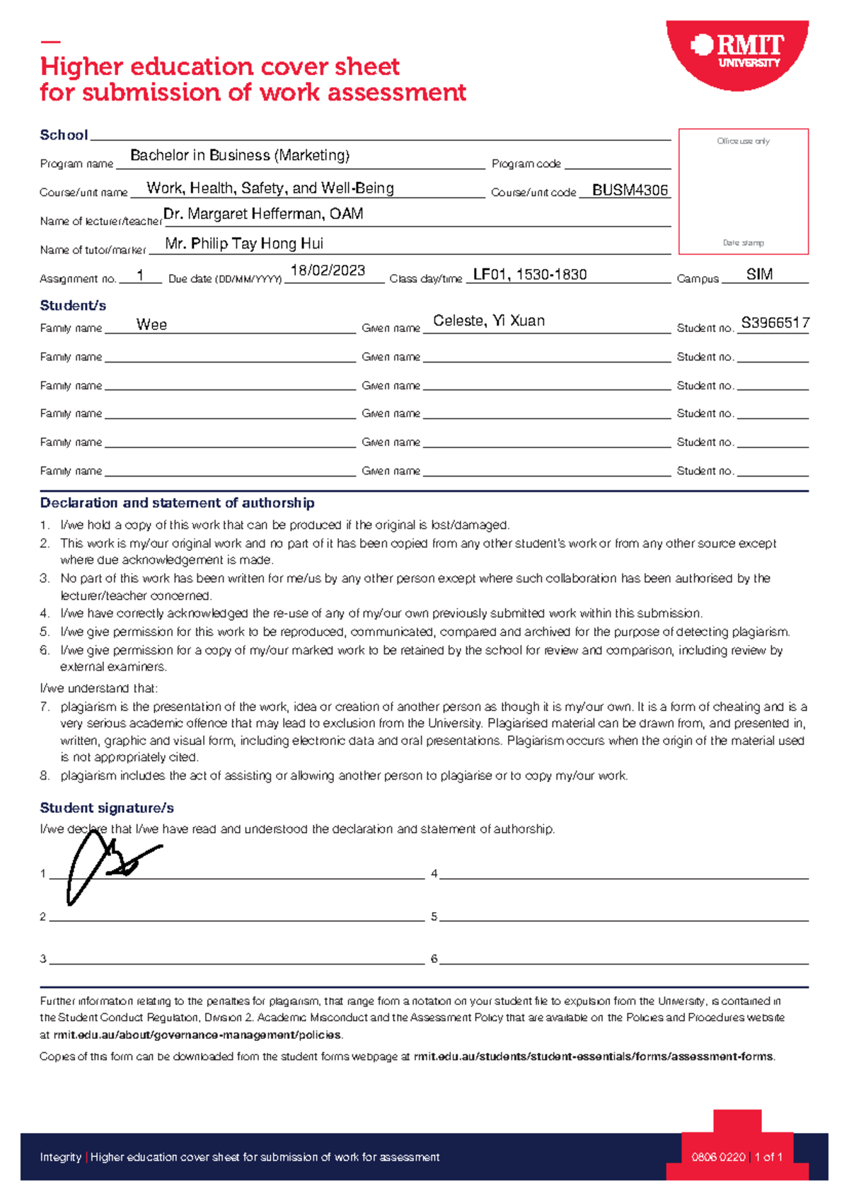 Whsw a1 - Group assignment done in 2023 (just submitted) - — Higher ...