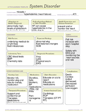 Anemia ATI done - ACTIVE LEARNING TEMPLATES TherapeuTic procedure A ...