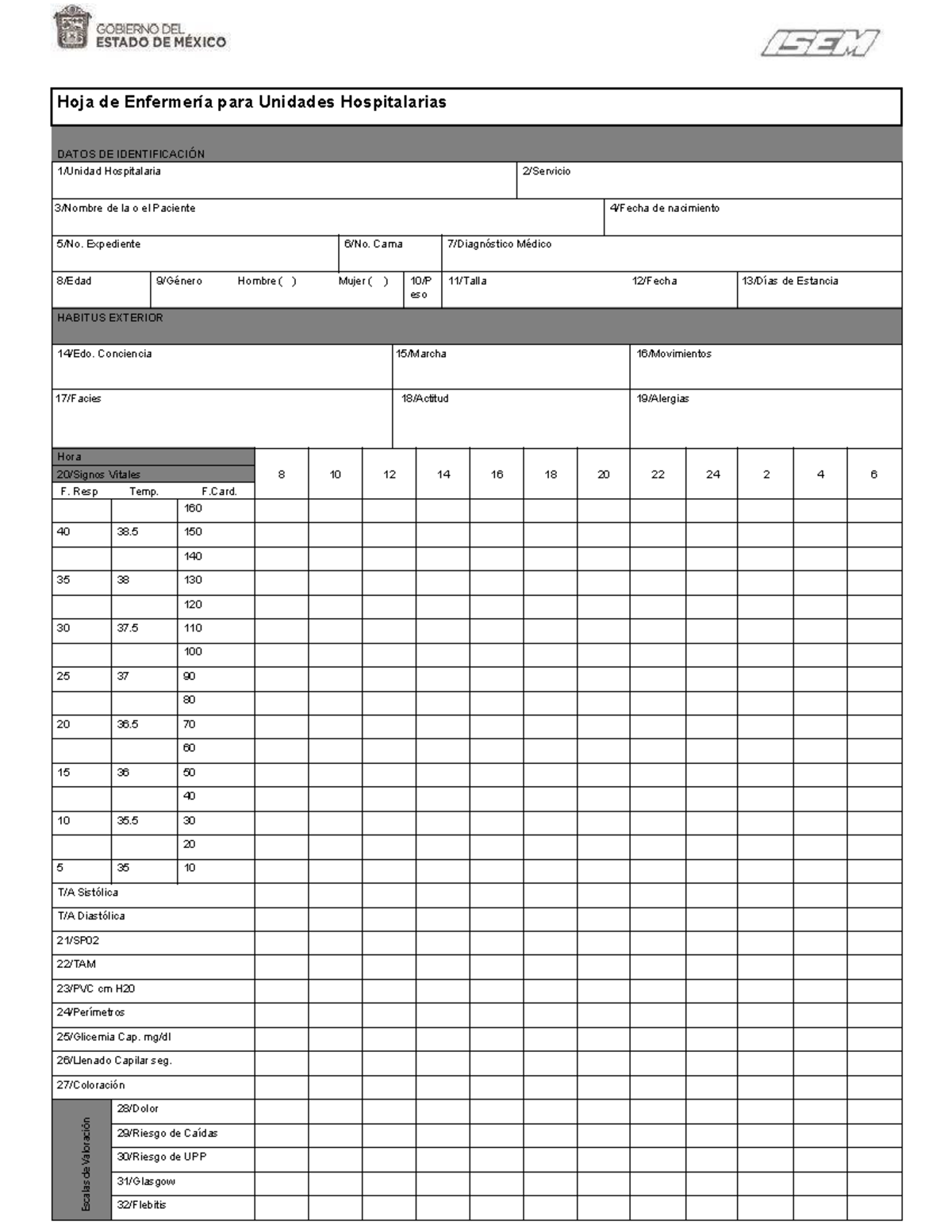 Hoja nueva de enfermeria-1 - Hoja de Enfermería para Unidades ...