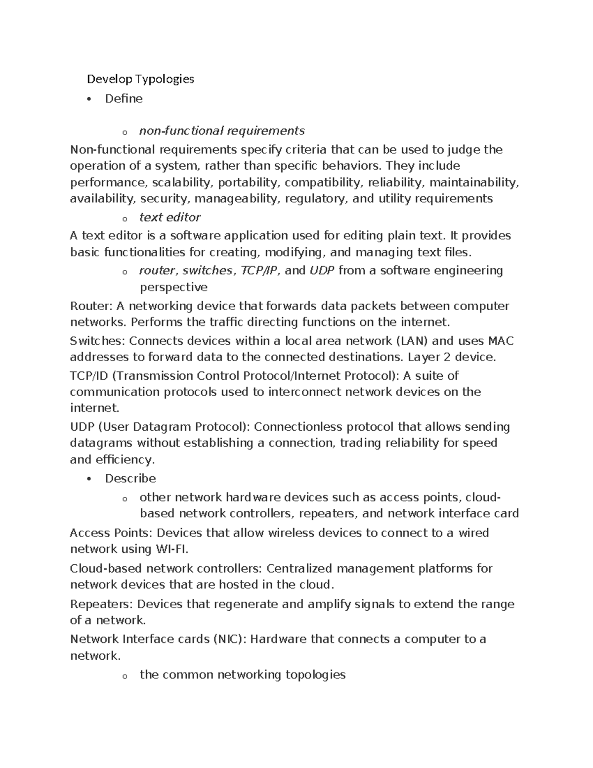 Section 3 Develop Typologies - Develop Typologies Define o non ...