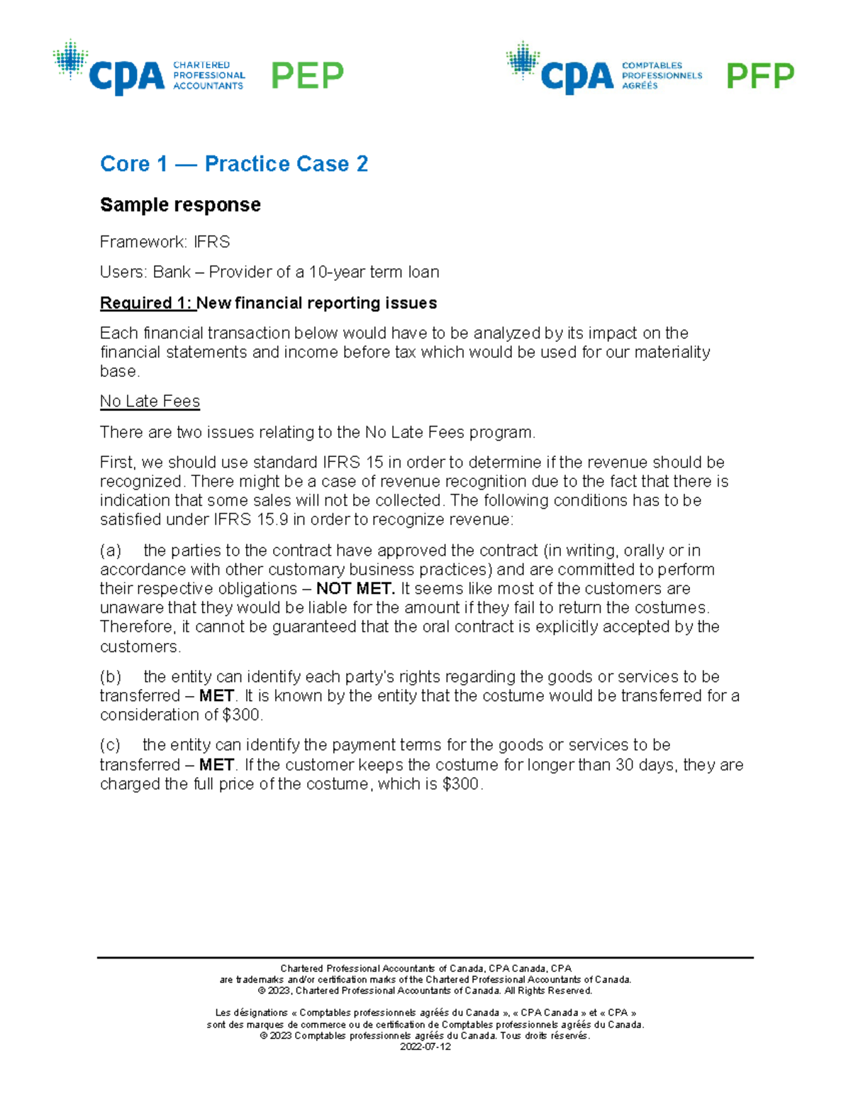 PEP Core 1 - Practice Case 2 - Chartered Professional Accountants of ...