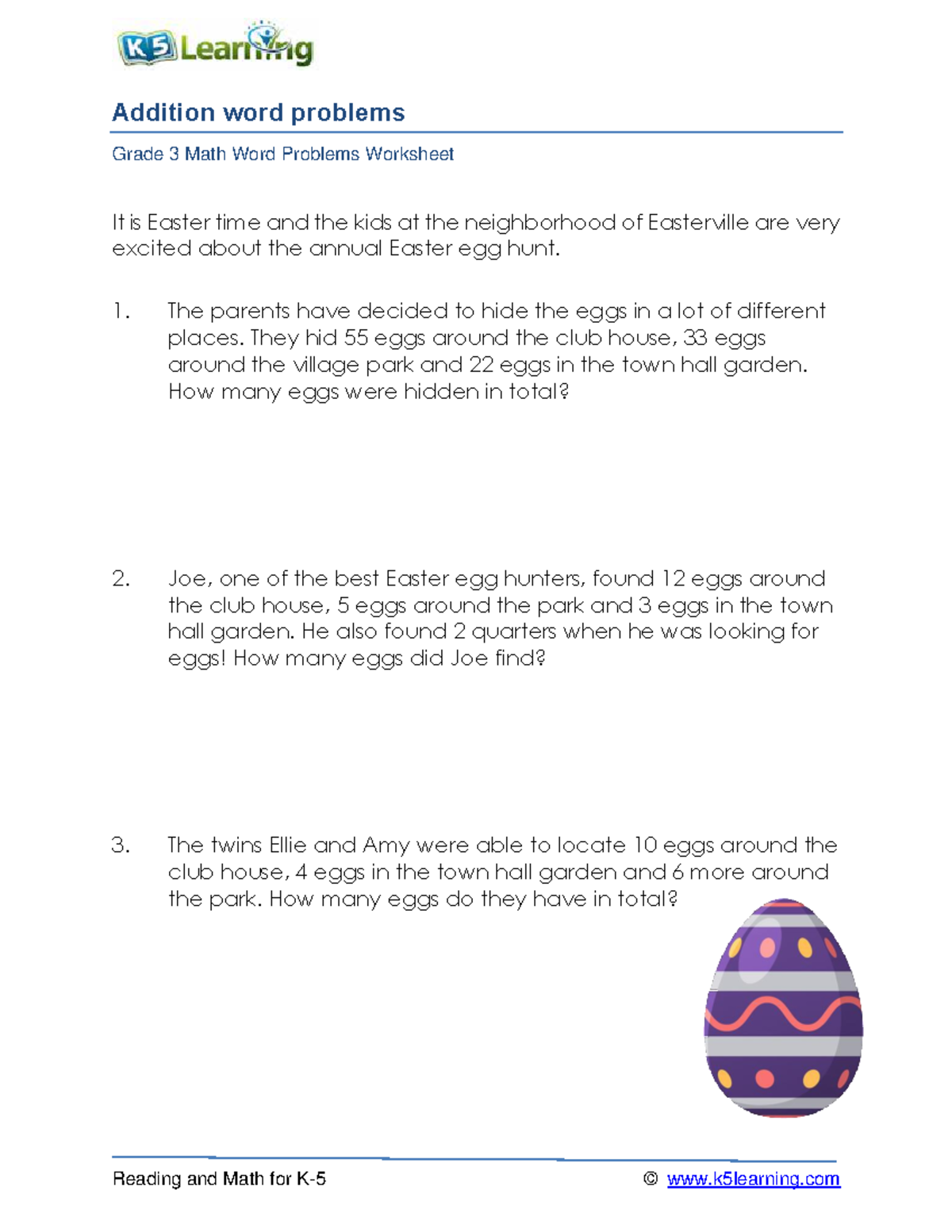 Grade 3 Addition Word Problems A4 Reading And Math For K 5 Grade 3 Addition Word Problems A4 Reading And Math For K 5