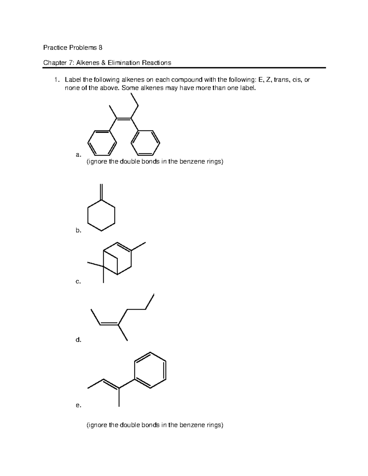 P-8-Alkenes Elimination Reactions Questions - Practice Problems 8 ...