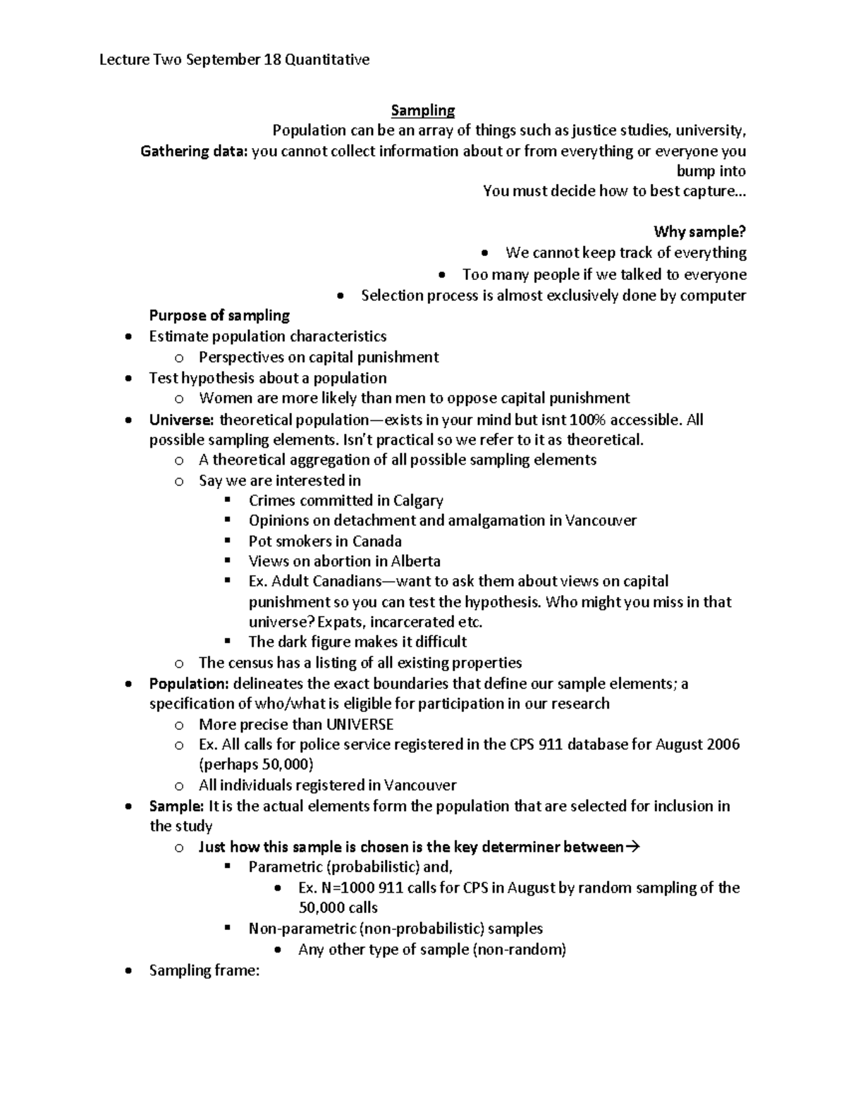 Lecture 2 September 18 Quantitative Warning Tt Undefined Function 32 Sampling Population