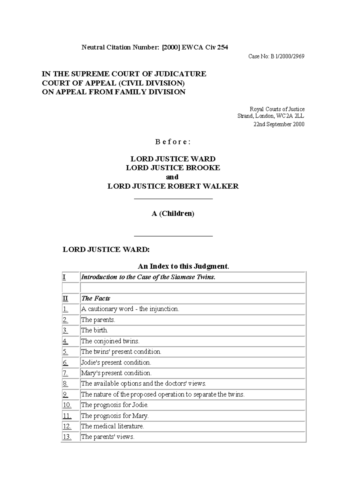 RE A FULL CASE - case law - Neutral Citation Number: [2000] EWCA Civ ...