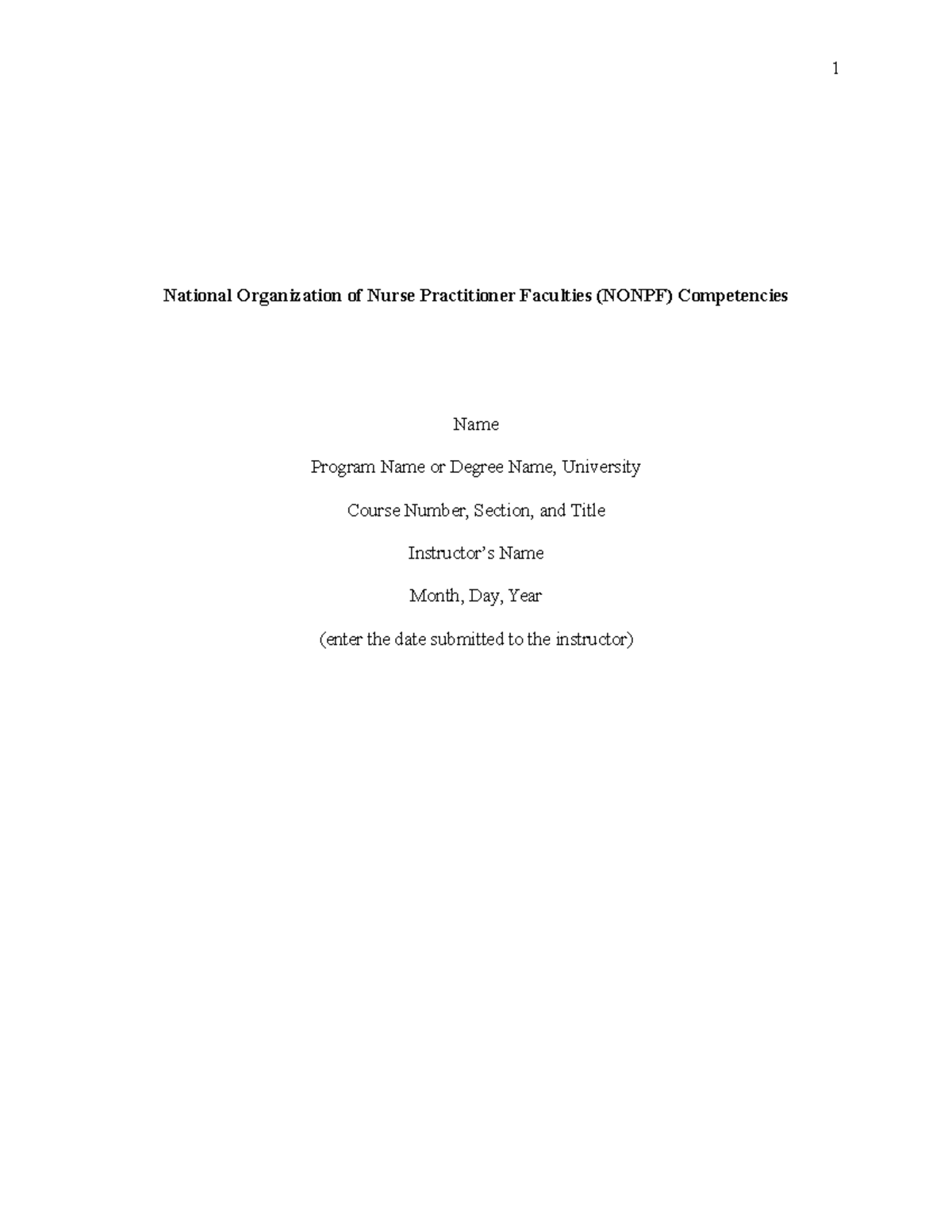 National Organization of Nurse Practitioner Faculties ( Nonpf ...