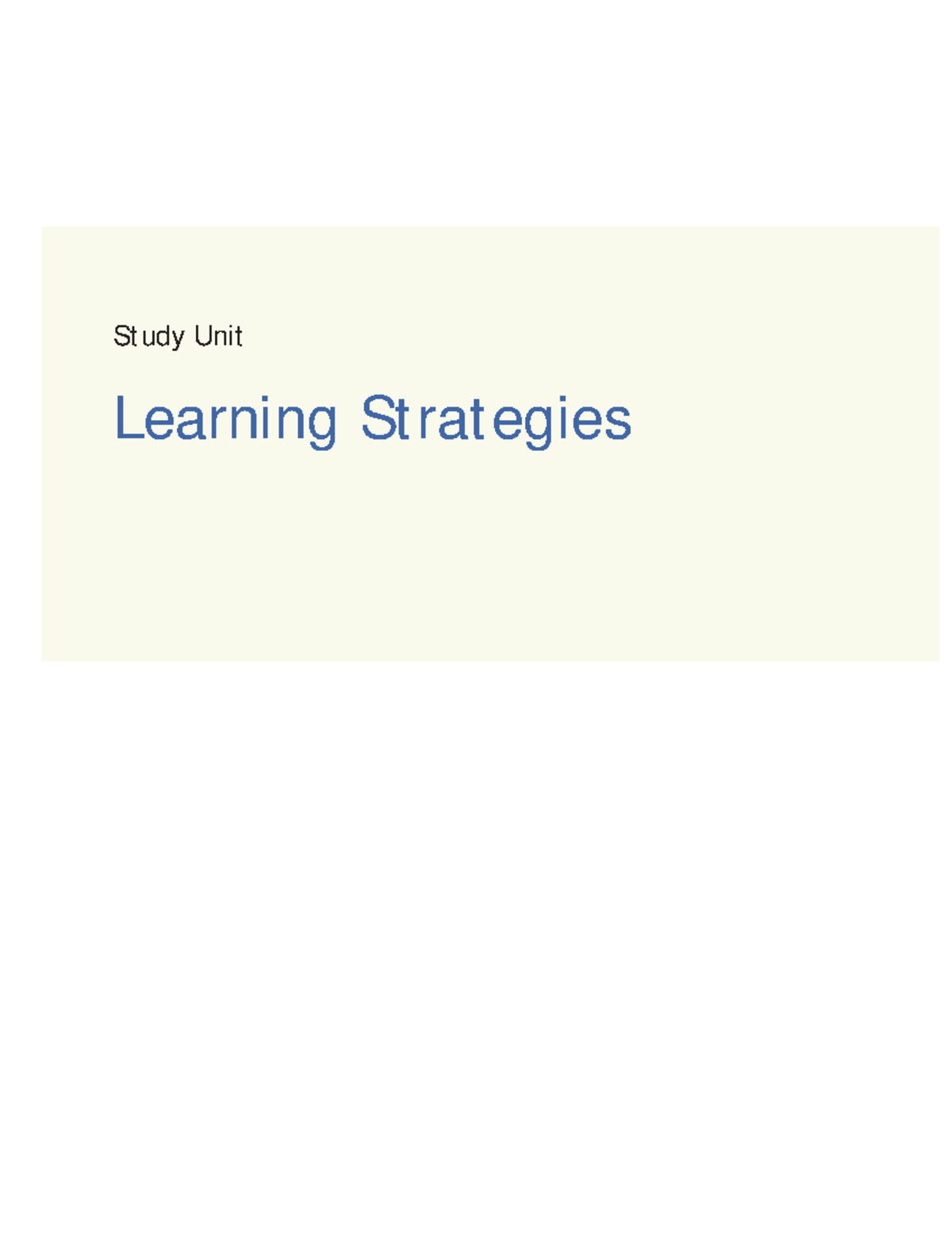 Learning-Strategies for High School Students - St udy Unit iii As you ...