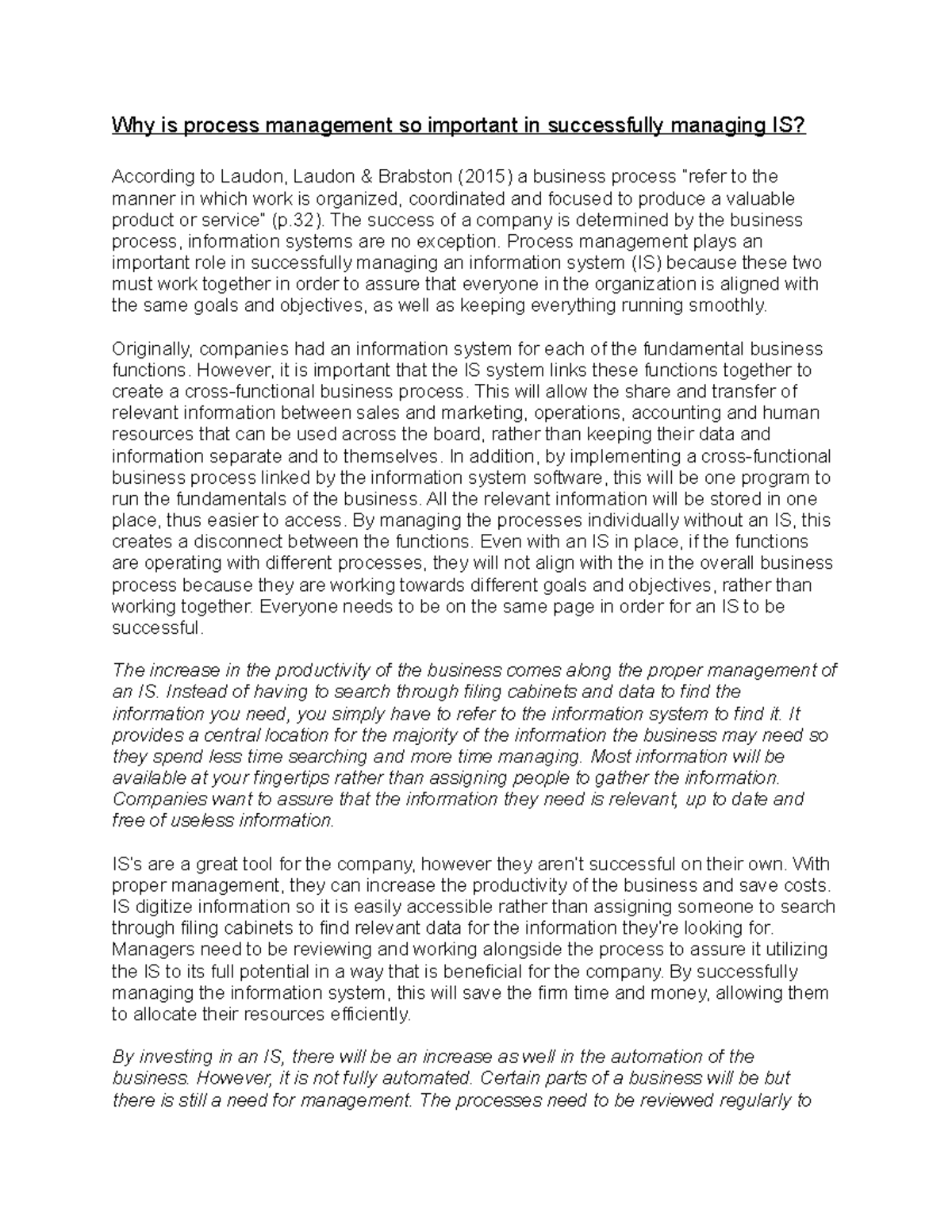 Module 2 Discussion Board - Why is process management so important in ...