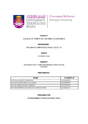 Jan 2024 Group Project Guidelines CSC264 - CSC264 - INTRODUCTION TO WEB AND MOBILE APPLICATION ...