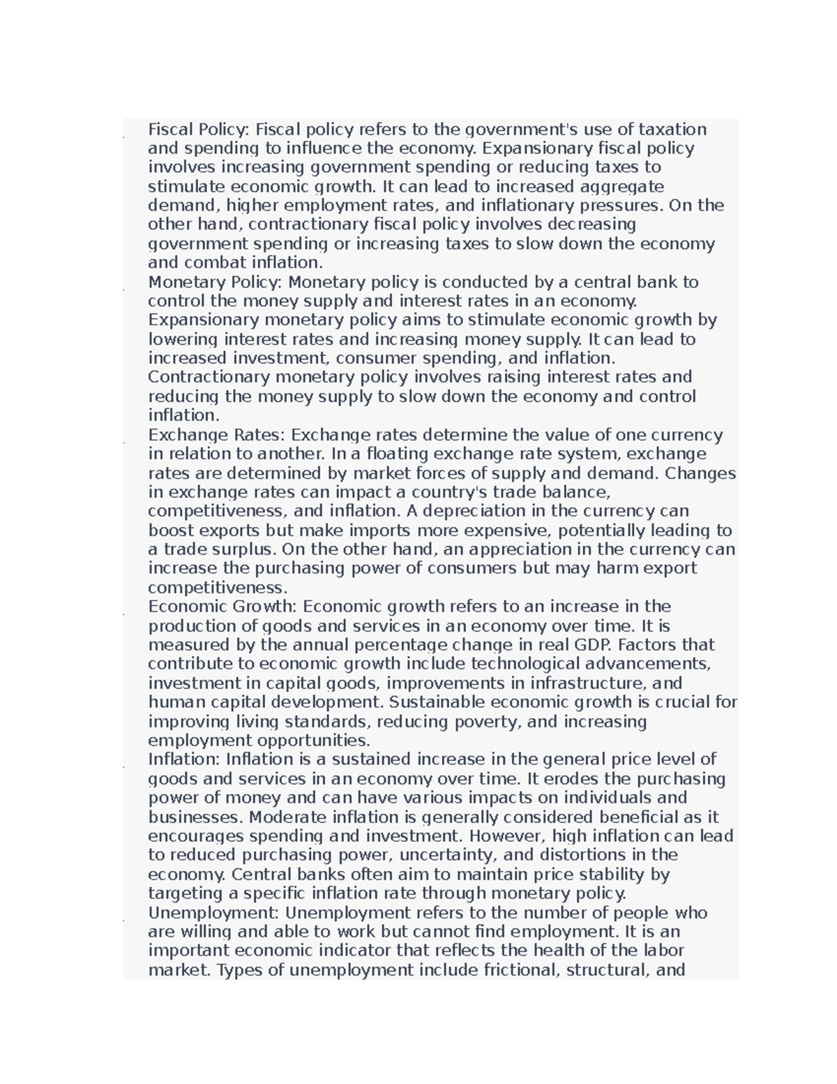 Macroeconomics - notes to help people study - Fiscal Policy: Fiscal ...