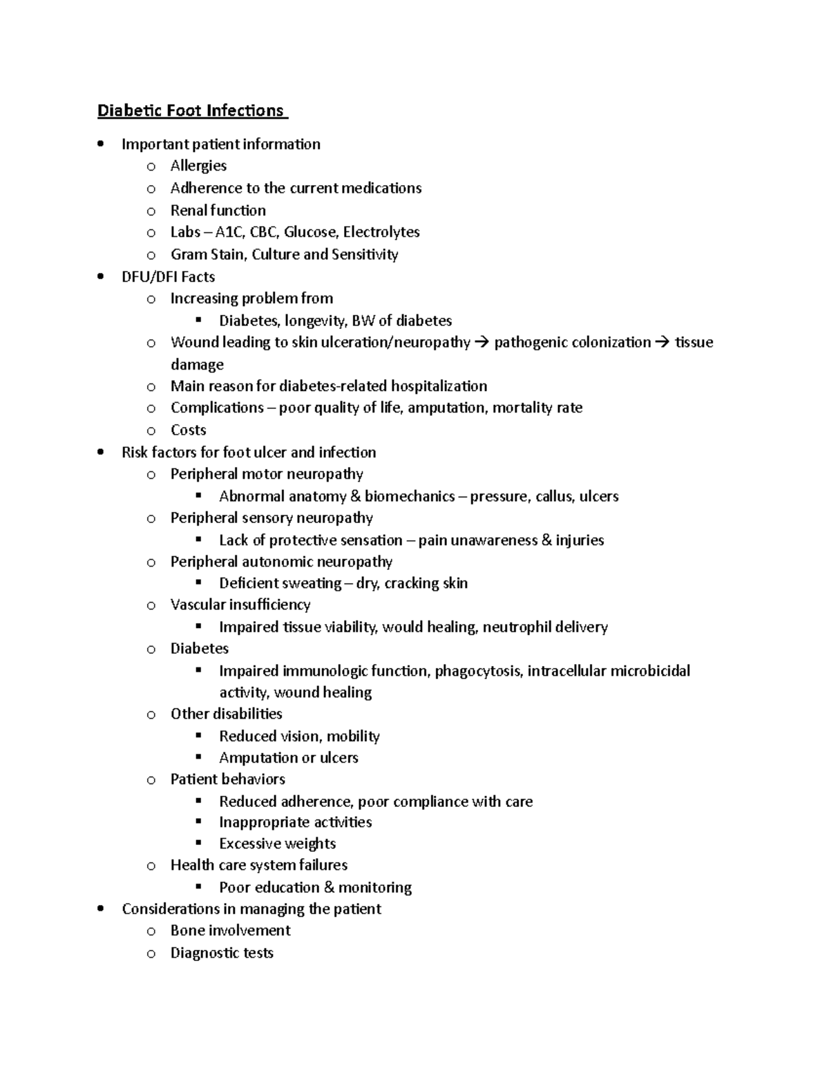Diabetic Foot Infections Notes - Diabetic Foot Infections Important ...