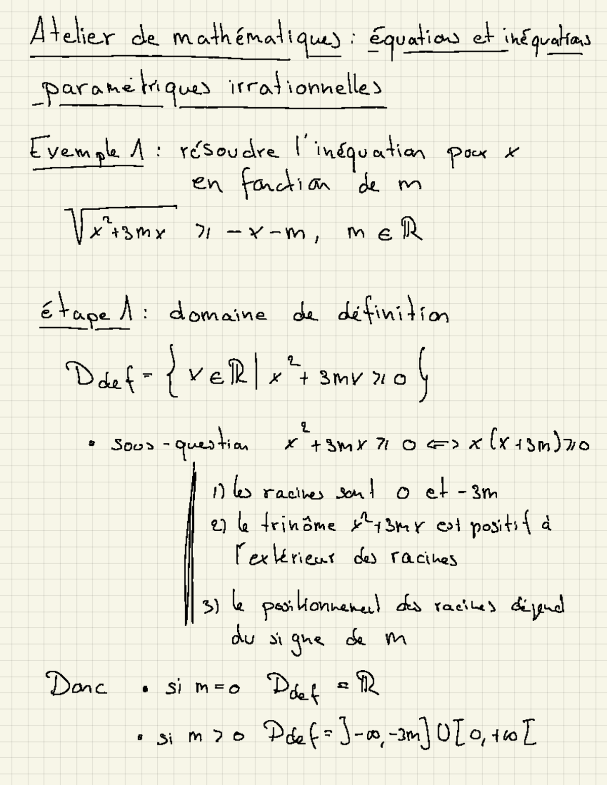 Atelier 8 - Atélier sur les équations et inéquations paramétriques ...