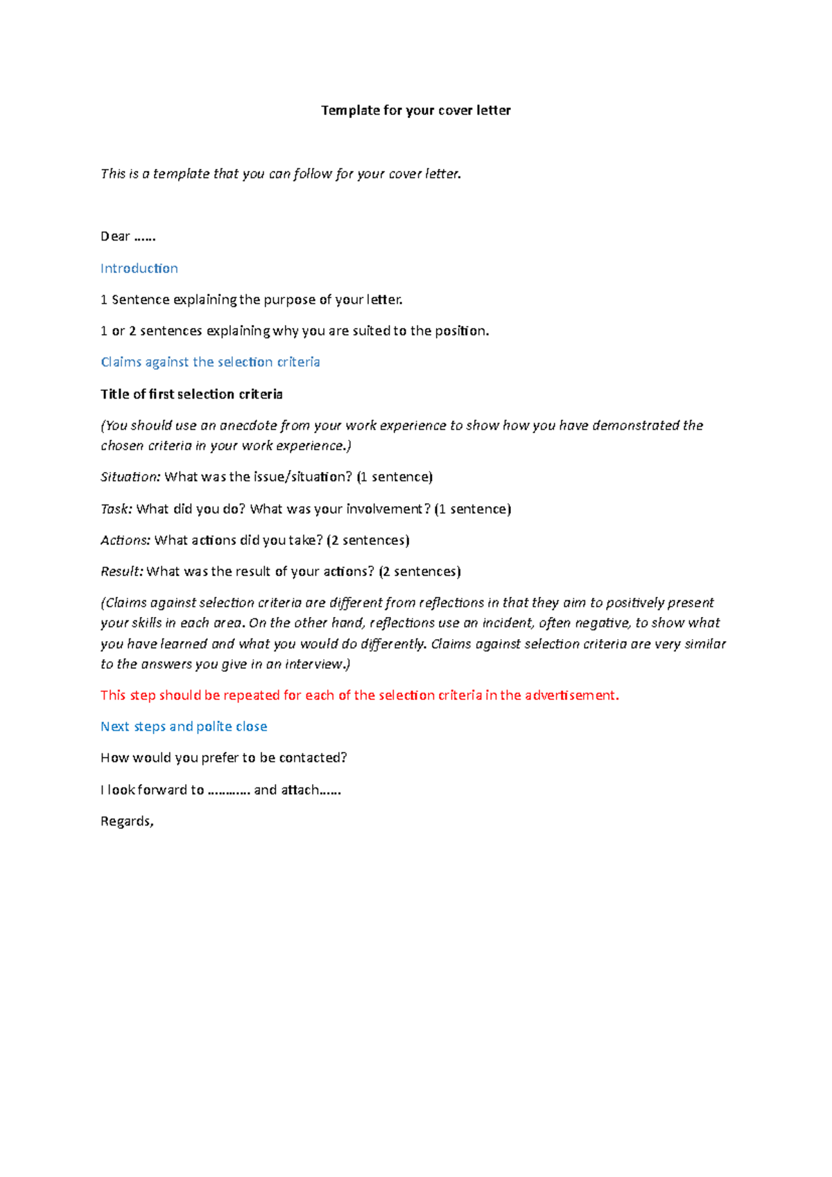 Template for your cover letter - ENEF001 - Network Fundamentals - UTS ...