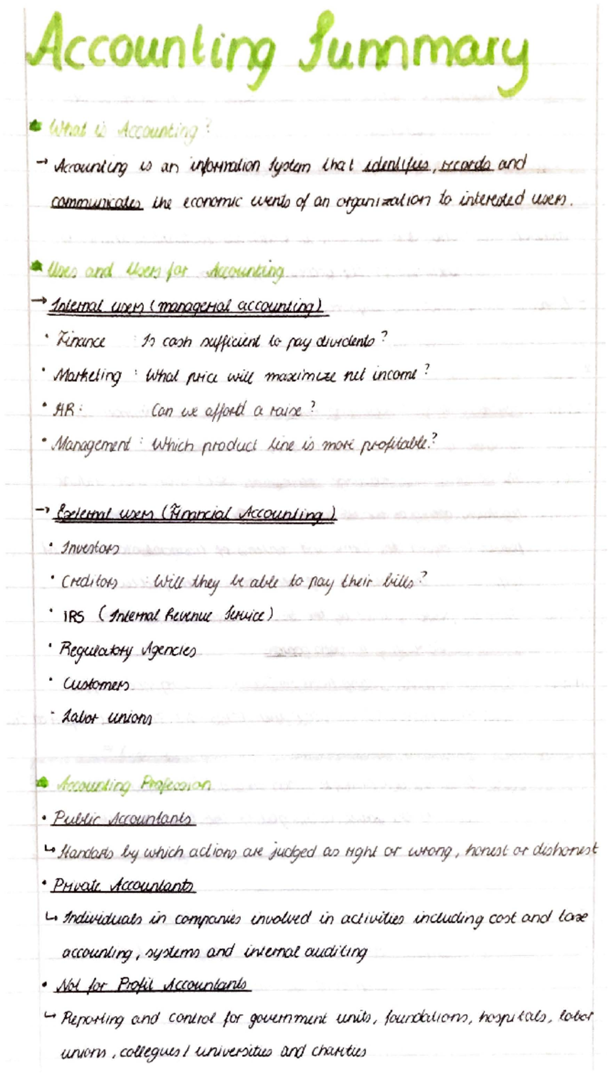 Accounting (HWR) Summary - C G I/, ' ( ... ,k(0{,(.1'2/(f9 ~ ~n ~raiton ...
