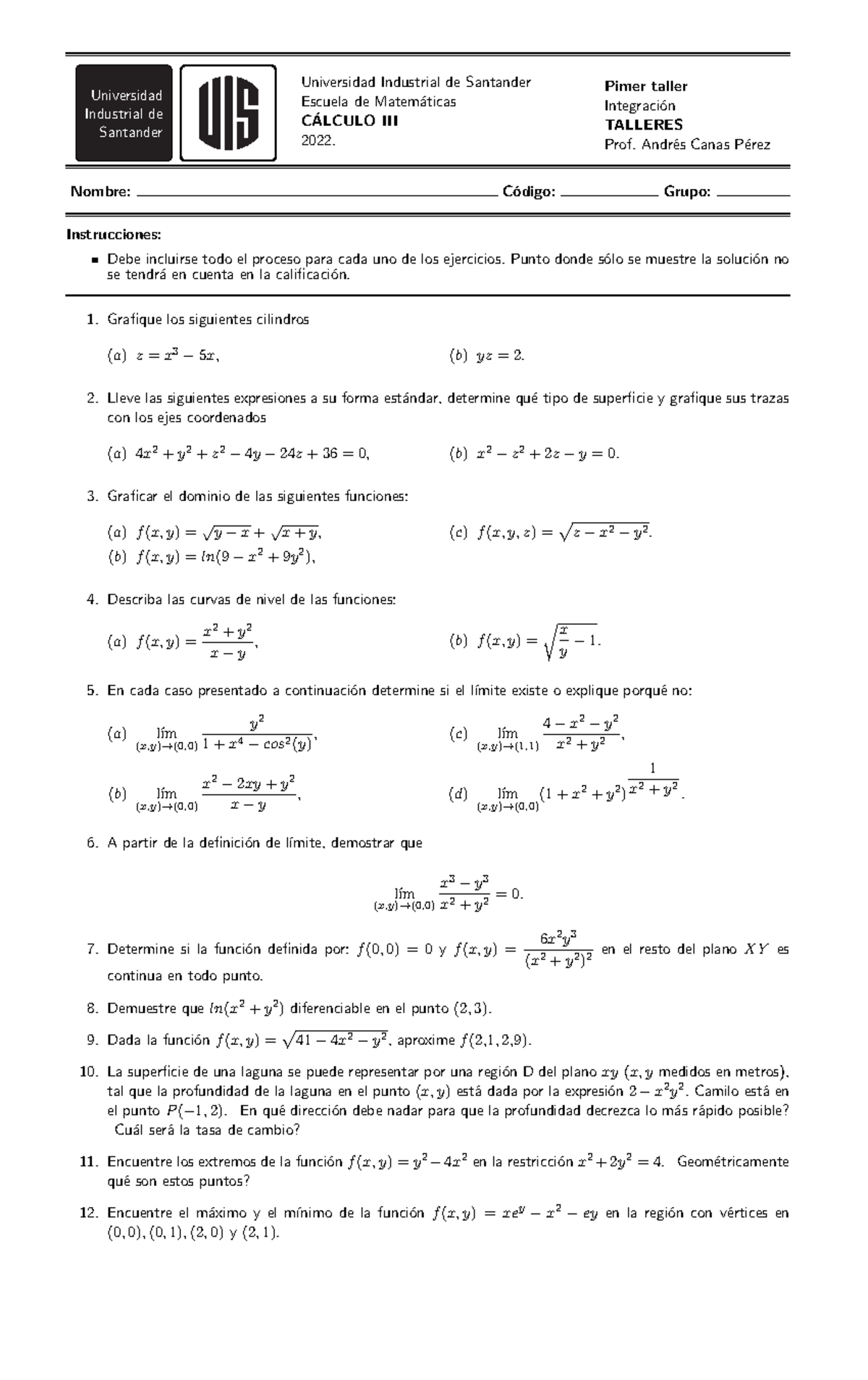 Taller C3 - Universidad Industrial de Santander Universidad Industrial ...