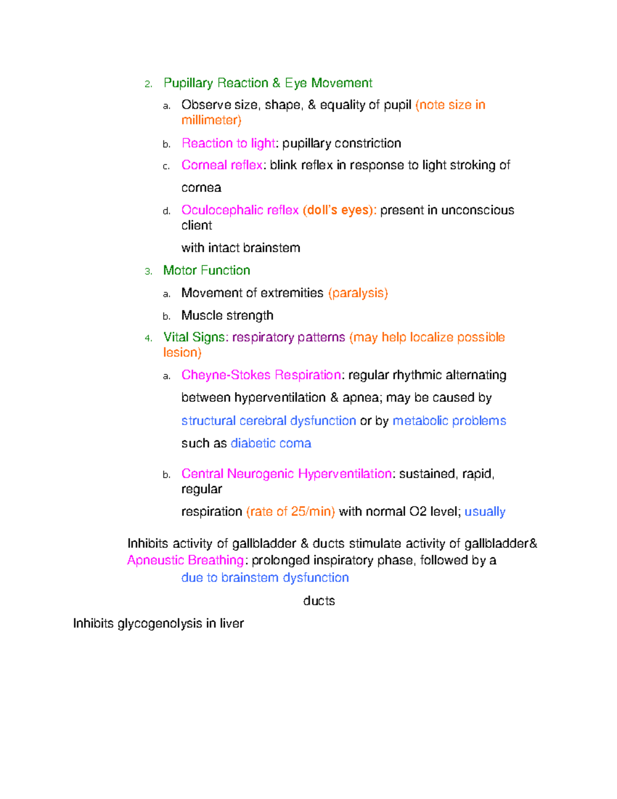 Pupillary Reaction - summary - 2. Pupillary Reaction & Eye Movement a ...