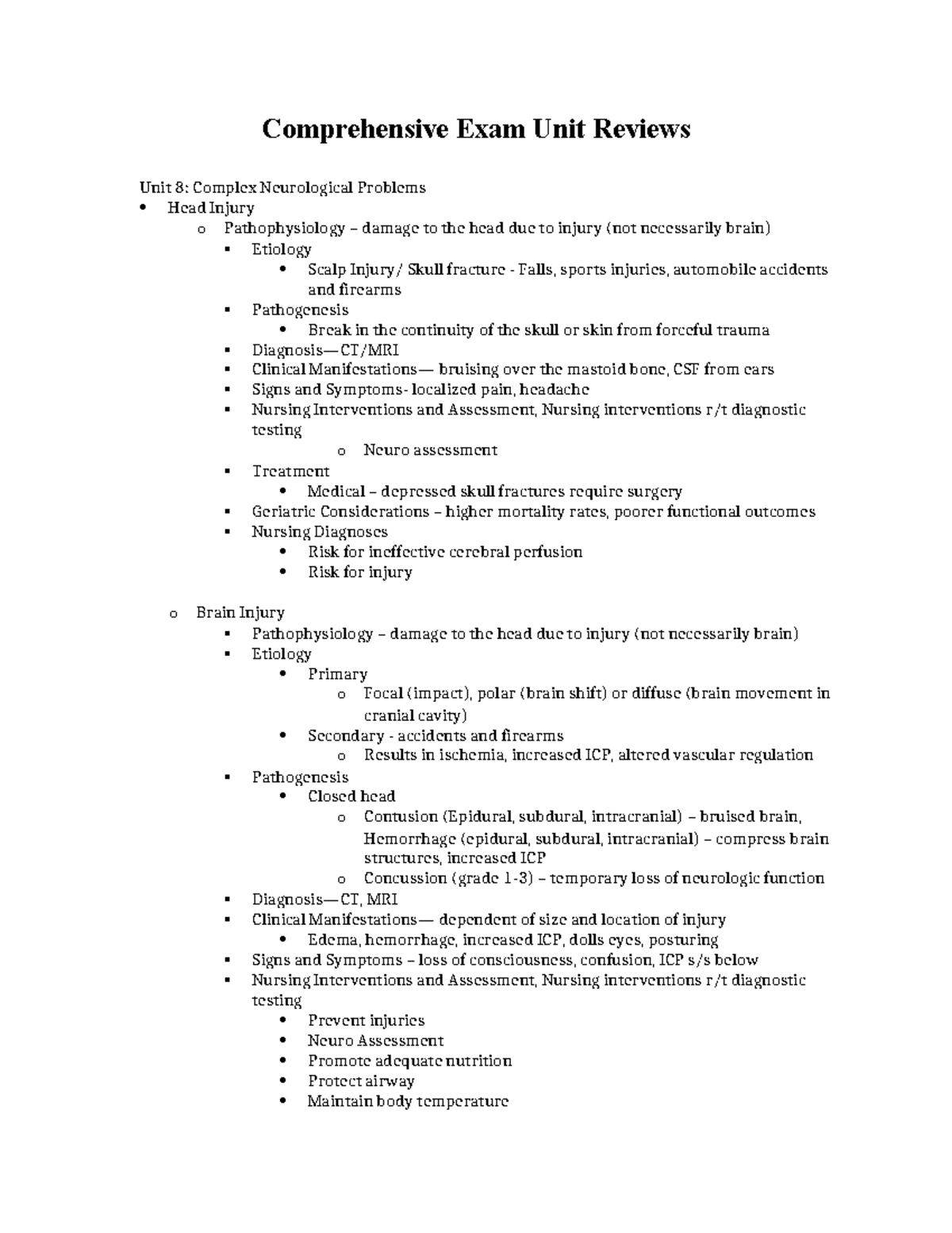 NSG 4800 Comprehensive Exam Unit 8-11 Reviews - Comprehensive Exam Unit ...