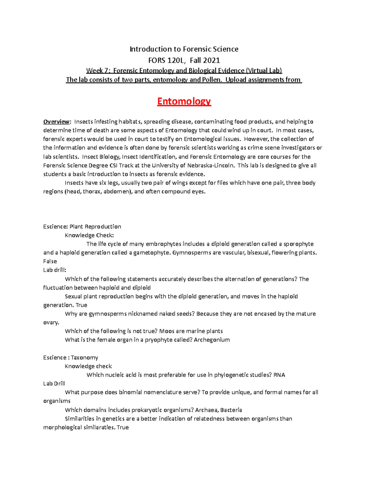 Week 7 Forensic Entomology 2021 Virtual - Introduction to Forensic ...