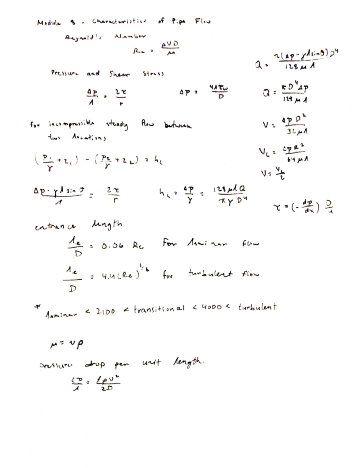 FM Module 8 Characteristics of Pipe Flow - Module & Characteristics of ...