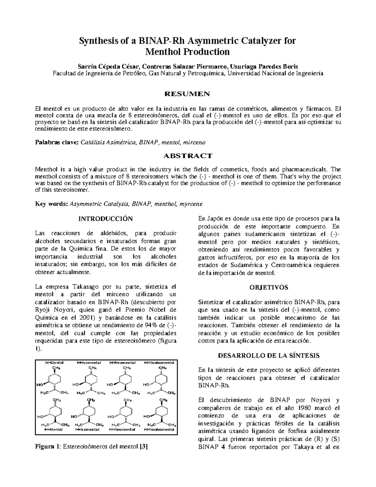 Synthesis of a Binap Rh Asymmetric Catalyzer for Menthol Production ...