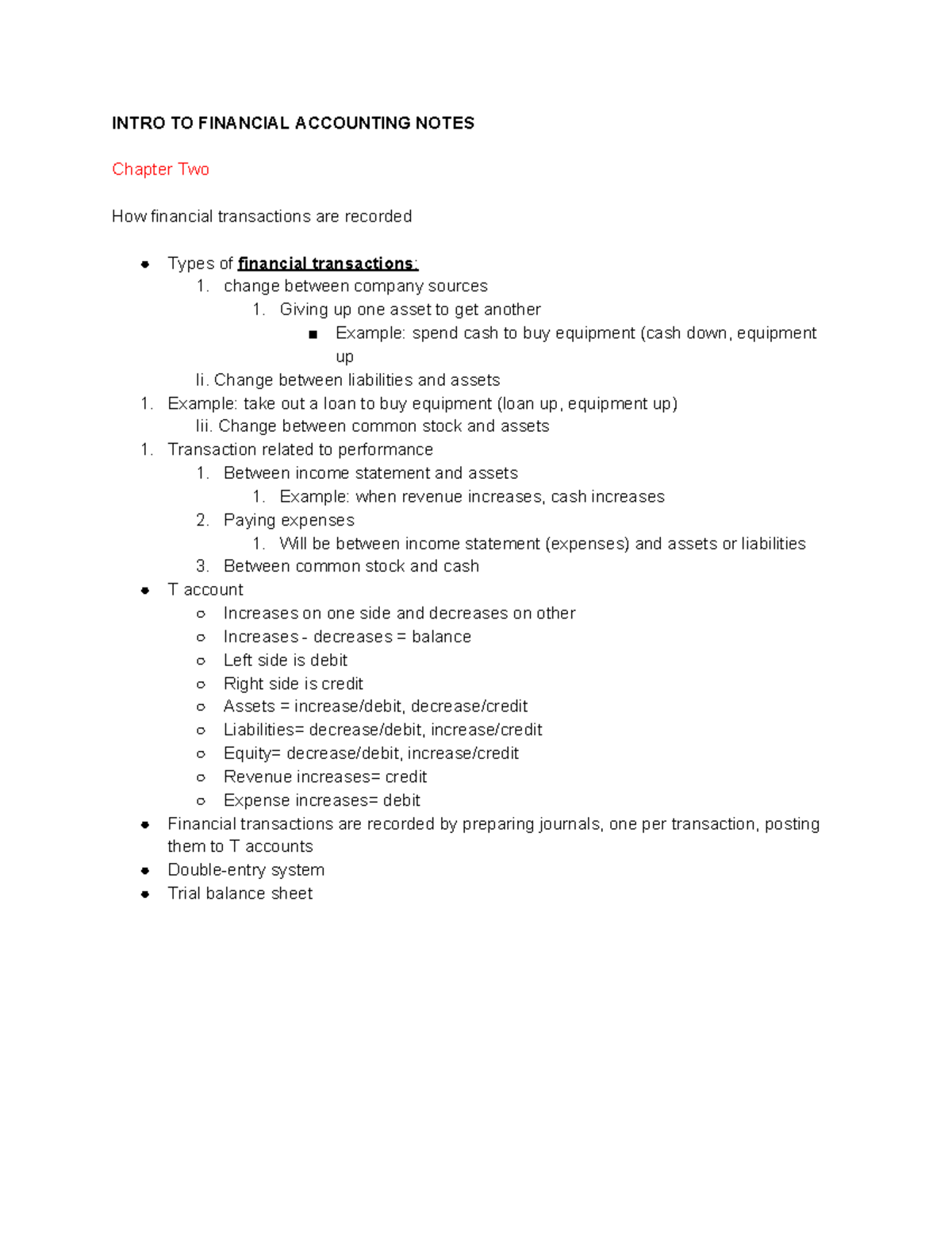Financial Accounting Notes CH2 - INTRO TO FINANCIAL ACCOUNTING NOTES ...