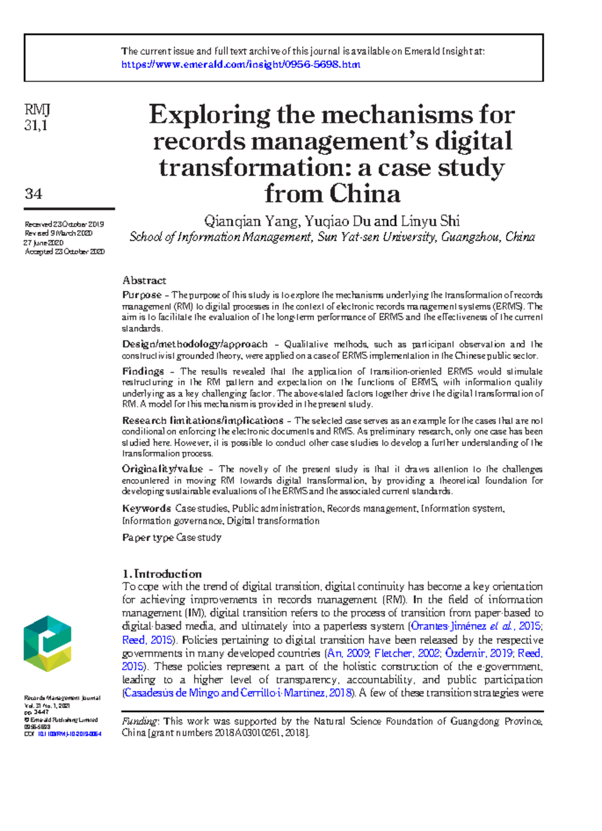Exploring the mechanisms for - Exploring the mechanisms for records ...