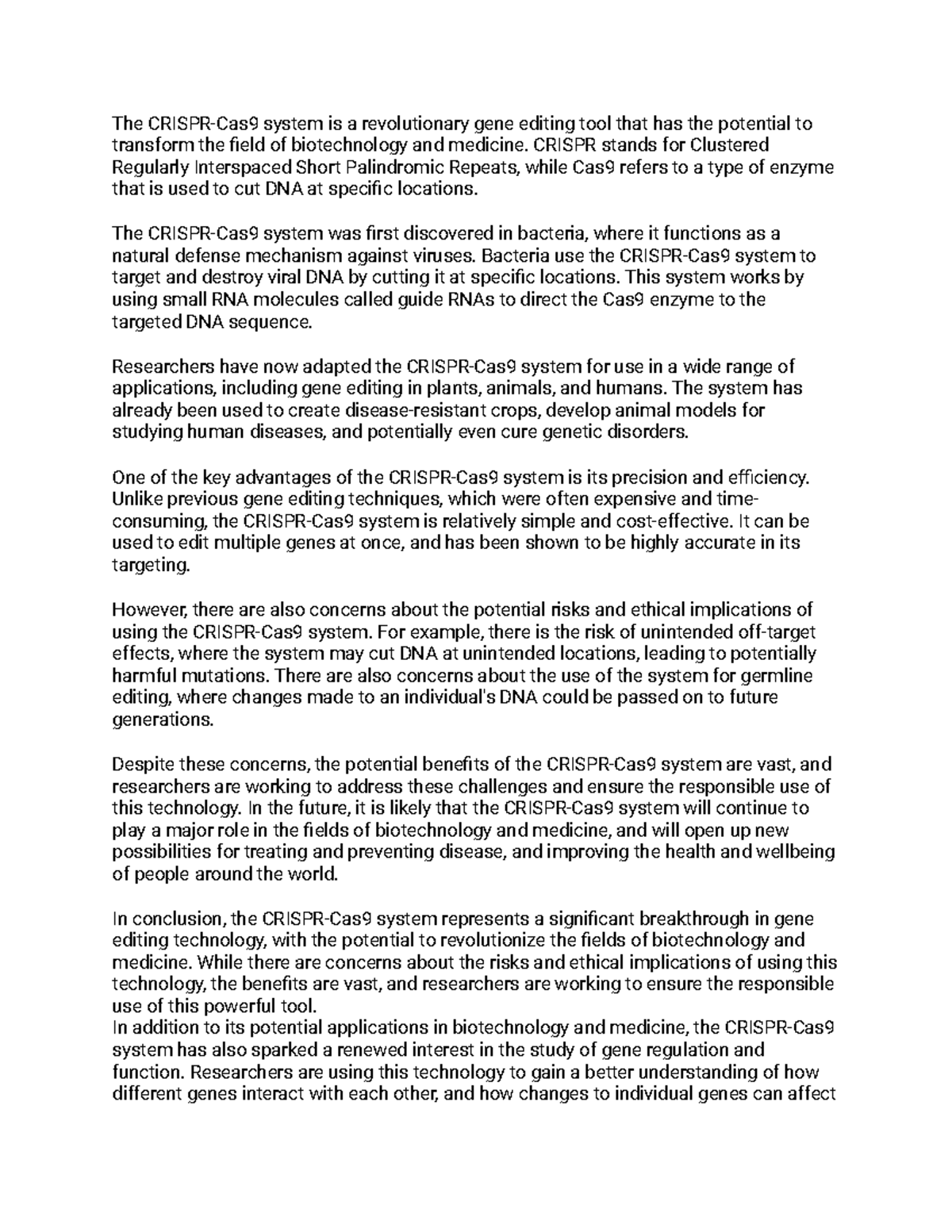 The Crispr-Cas9 system essay - The CRISPR-Cas9 system is a ...