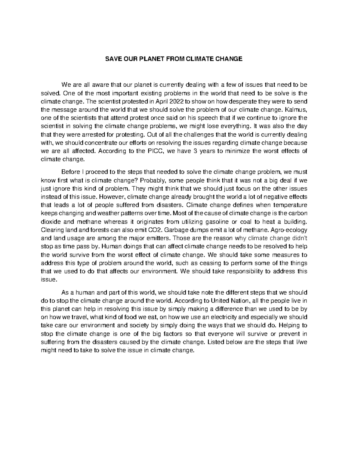 SAVE OUR Planet FROM Climate Change - SAVE OUR PLANET FROM CLIMATE ...