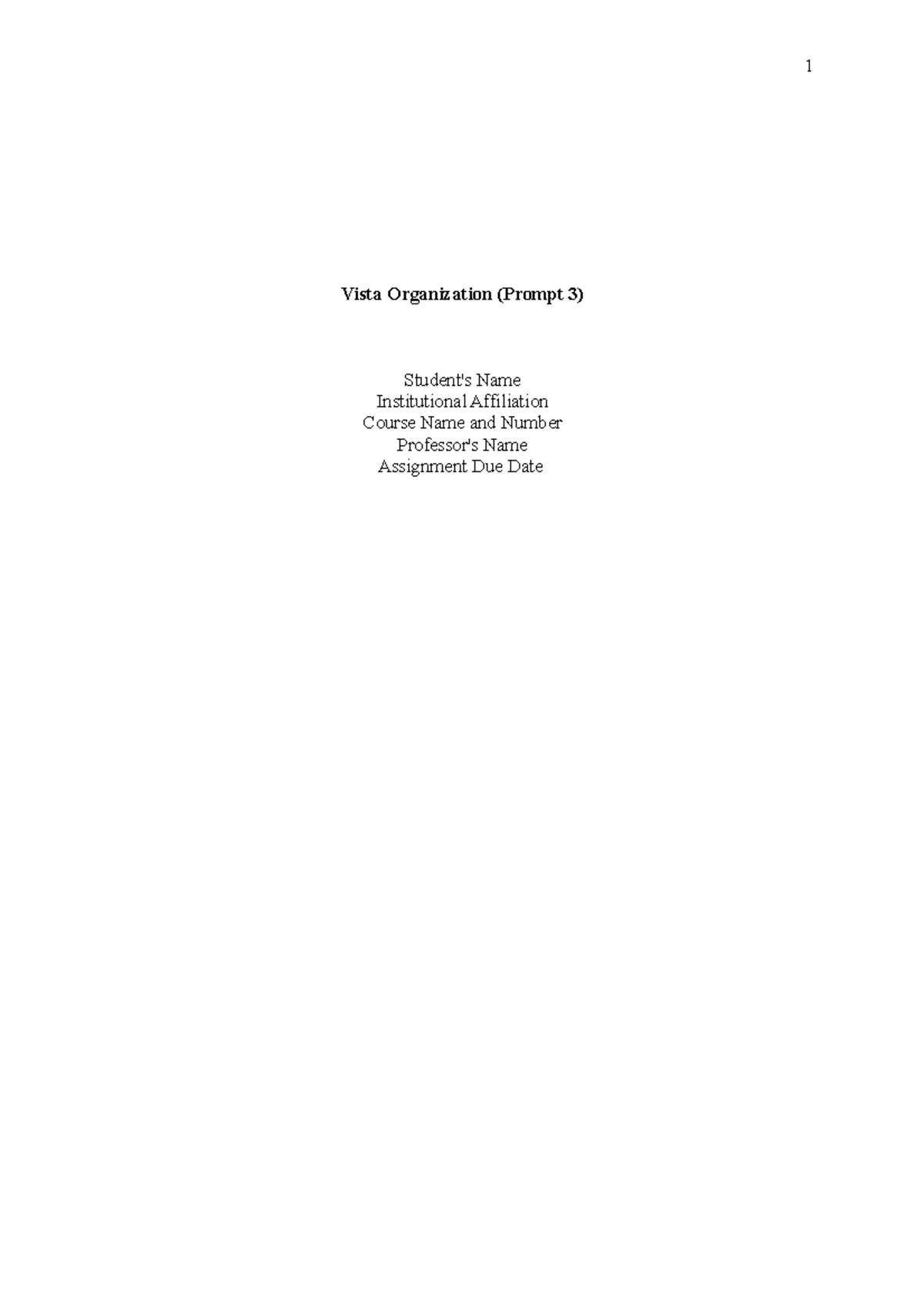 Vista Organization - Describe the company's strategy to achieve its ...