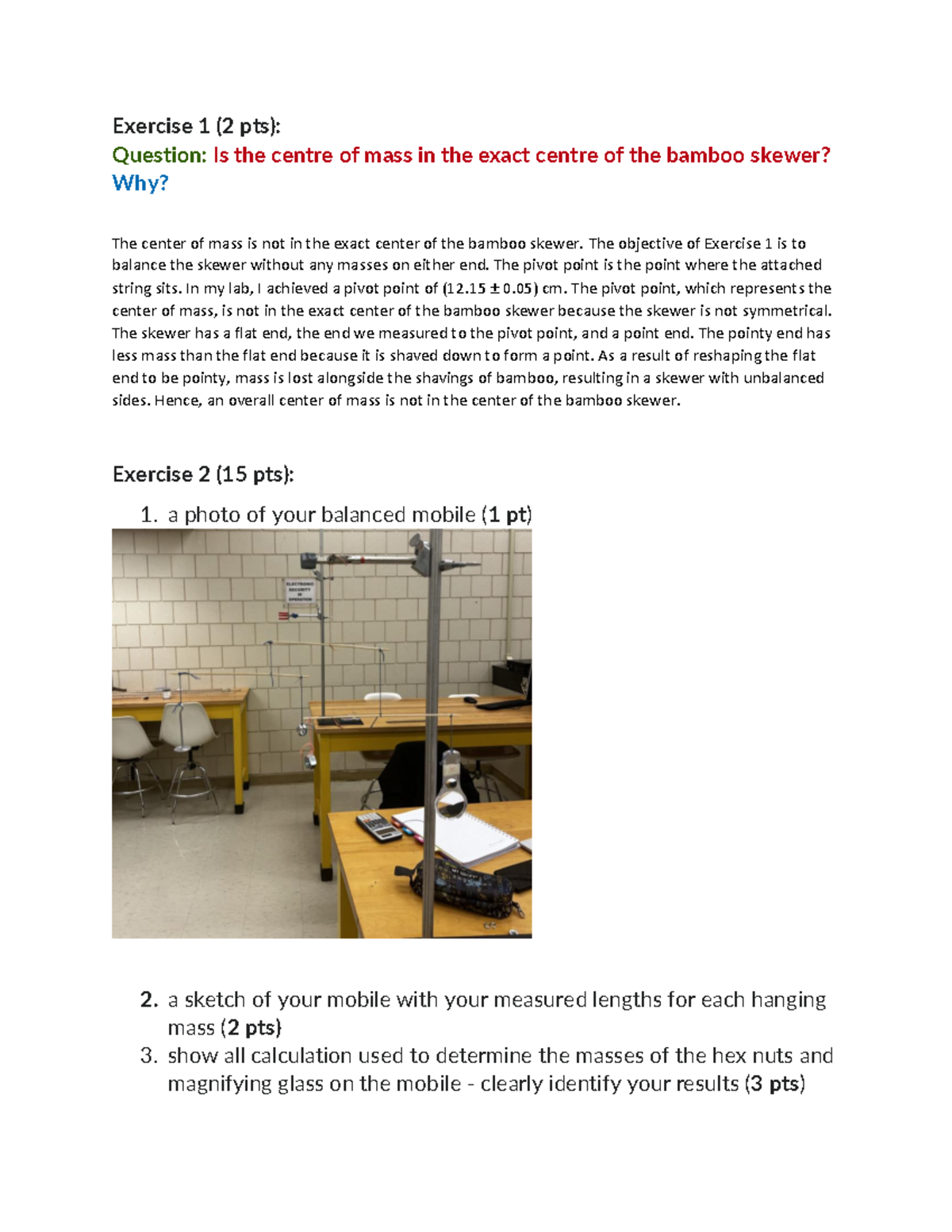 PHYS1130 Lab 5: Balance and Moments V2 - Exercise 1 (2 pts): Question ...