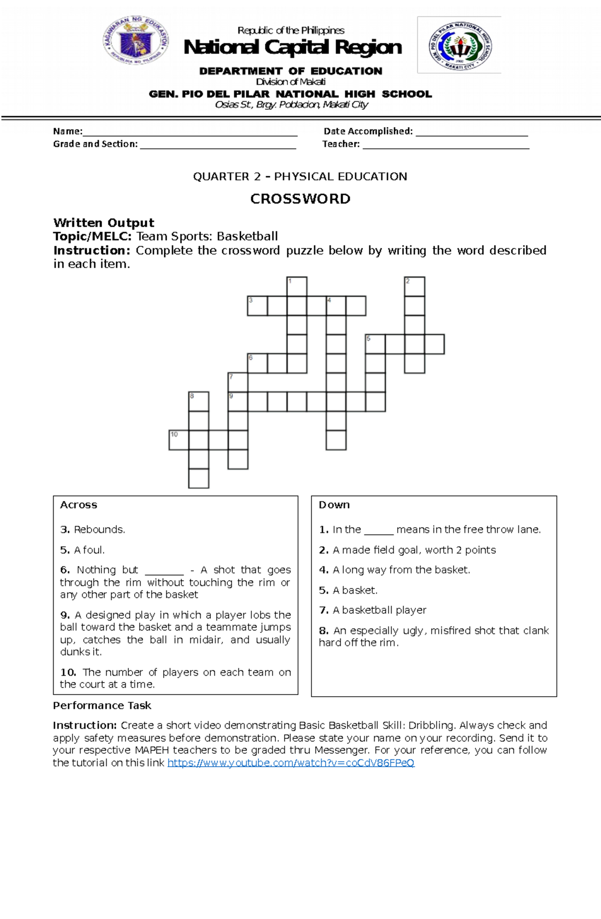 Mapeh 8 PE Q2 LAS RPMS - DLL - Name ...