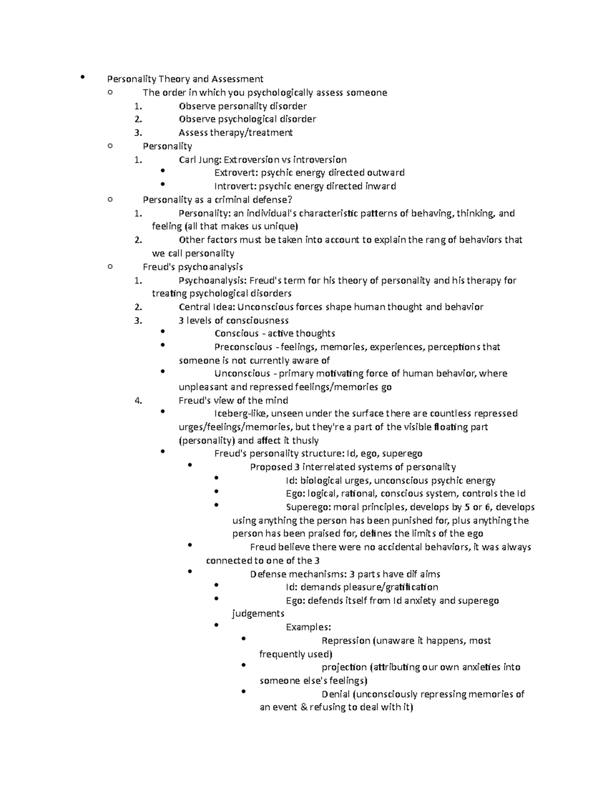 Chapter 11 (personality theory and assessment) - Lecture notes 11 ...