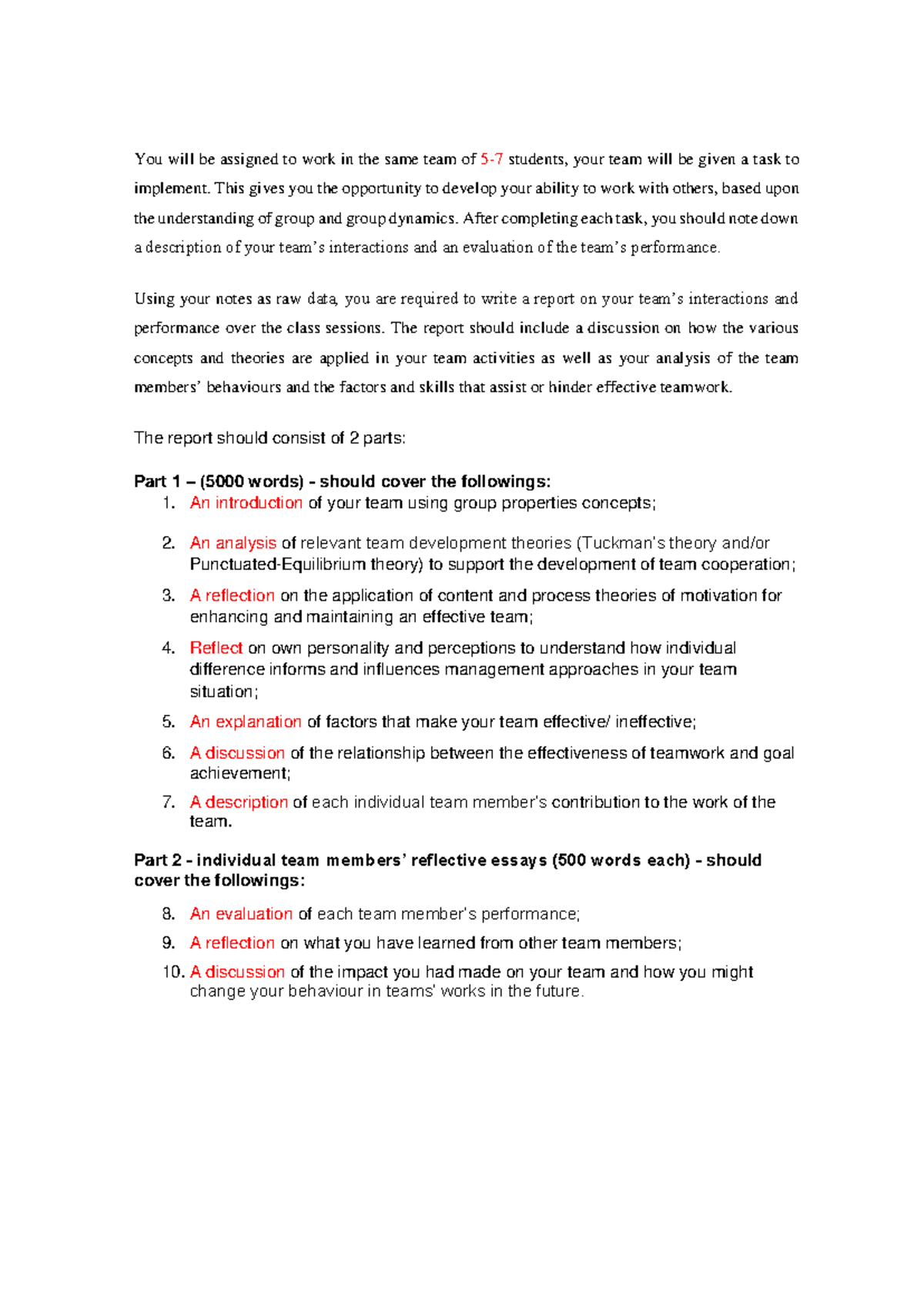 Team Assignment - sdada - You will be assigned to work in the same team ...