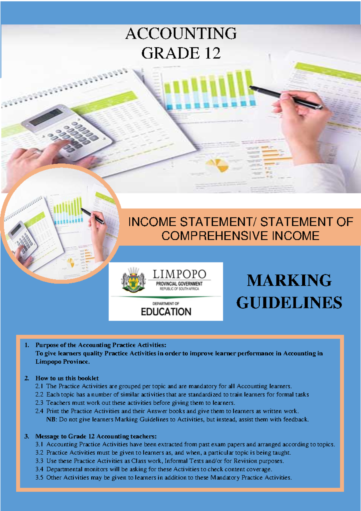 Income Statement Marking Guidelines Final - [DOCUMENT TITLE] INCOME STATEMENT/ STATEMENT OF ...