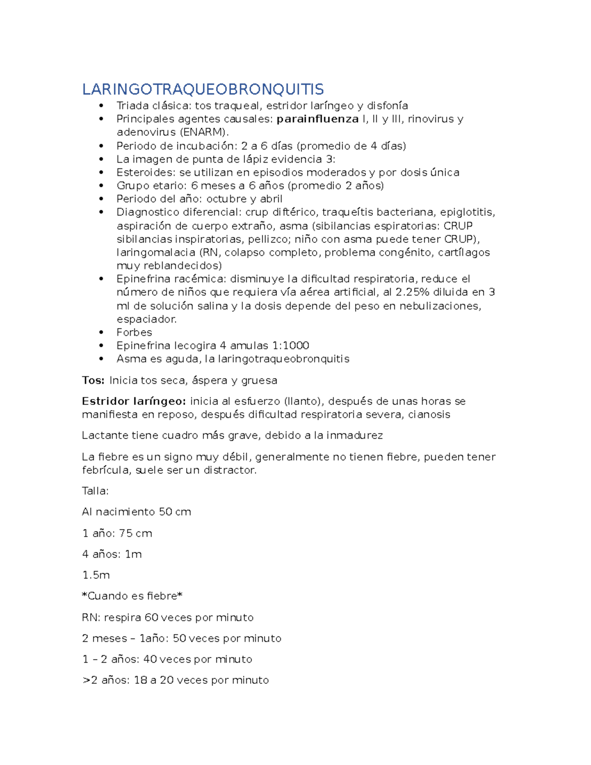 1. Laringotraqueobronquitis - LARINGOTRAQUEOBRONQUITIS Triada clásica ...